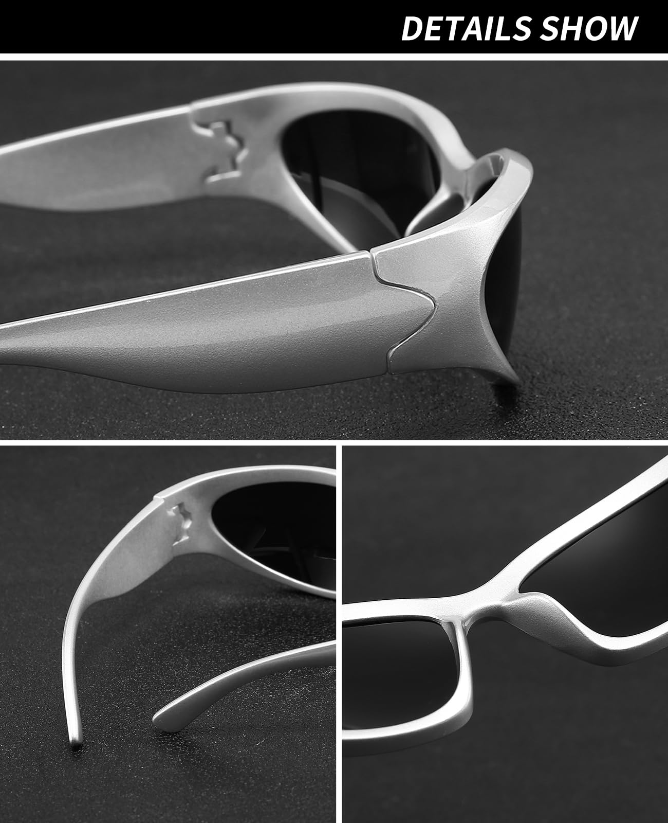 SOAR&EAGLE Y2K 3Pack Polarized sunglasses Men's sunglasses Women's sunglasses Fashion Sport Shades Sun Glasses(Silver frame gray sheet, Silver frame silver sheet, Bright black gray sheet)