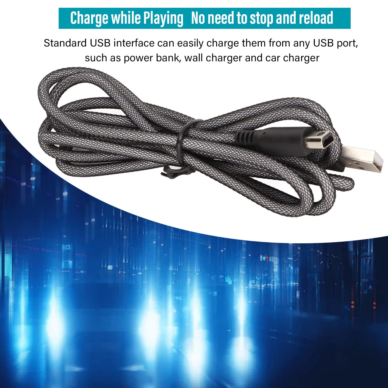 PUSOKEI 2Pcs 3DS 2DS USB Charger Cable, Power Charging Cord Compatible with 2DS 3DS 3DS XL New 3DS New 3DS XL New 2DS XL NDSI NDSI LL