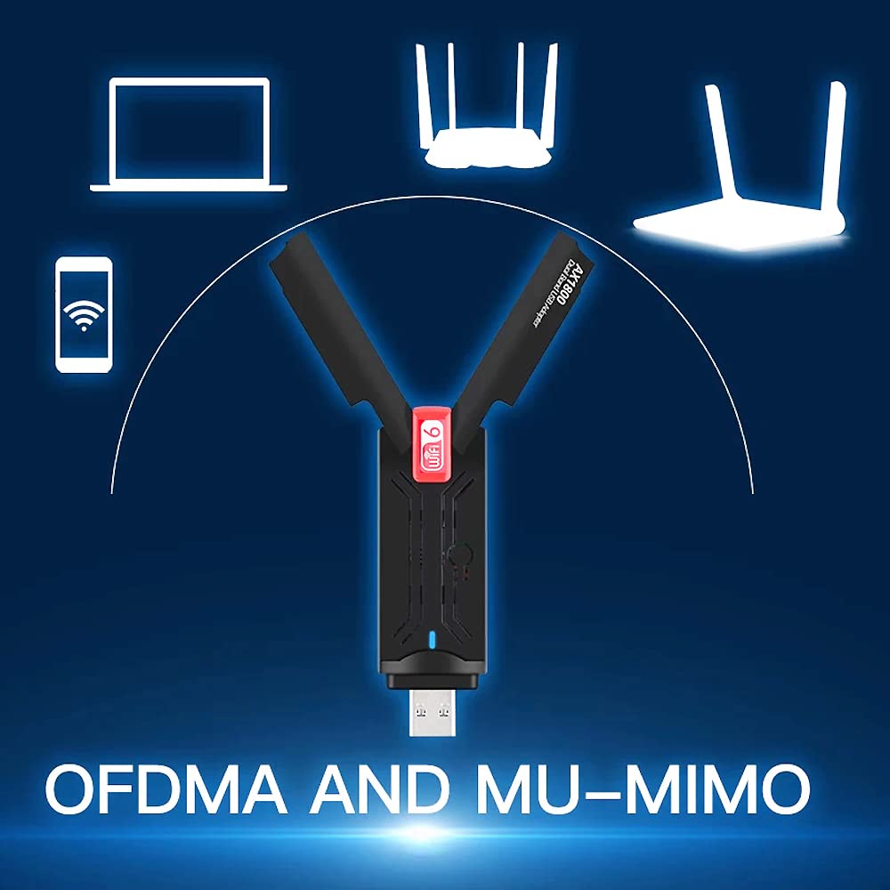 WiFi 6 Adapter USB 3.0 Free Driver, COSULAN AX1800 Wireless Network Adapter Dual Band 5GHz/2.4GHz with MU-MIMO/OFDMA/WPA3 Protocol, 1800Mbps WiFi 6 Network Card for Desktop Laptop PC Windows 7/10/11