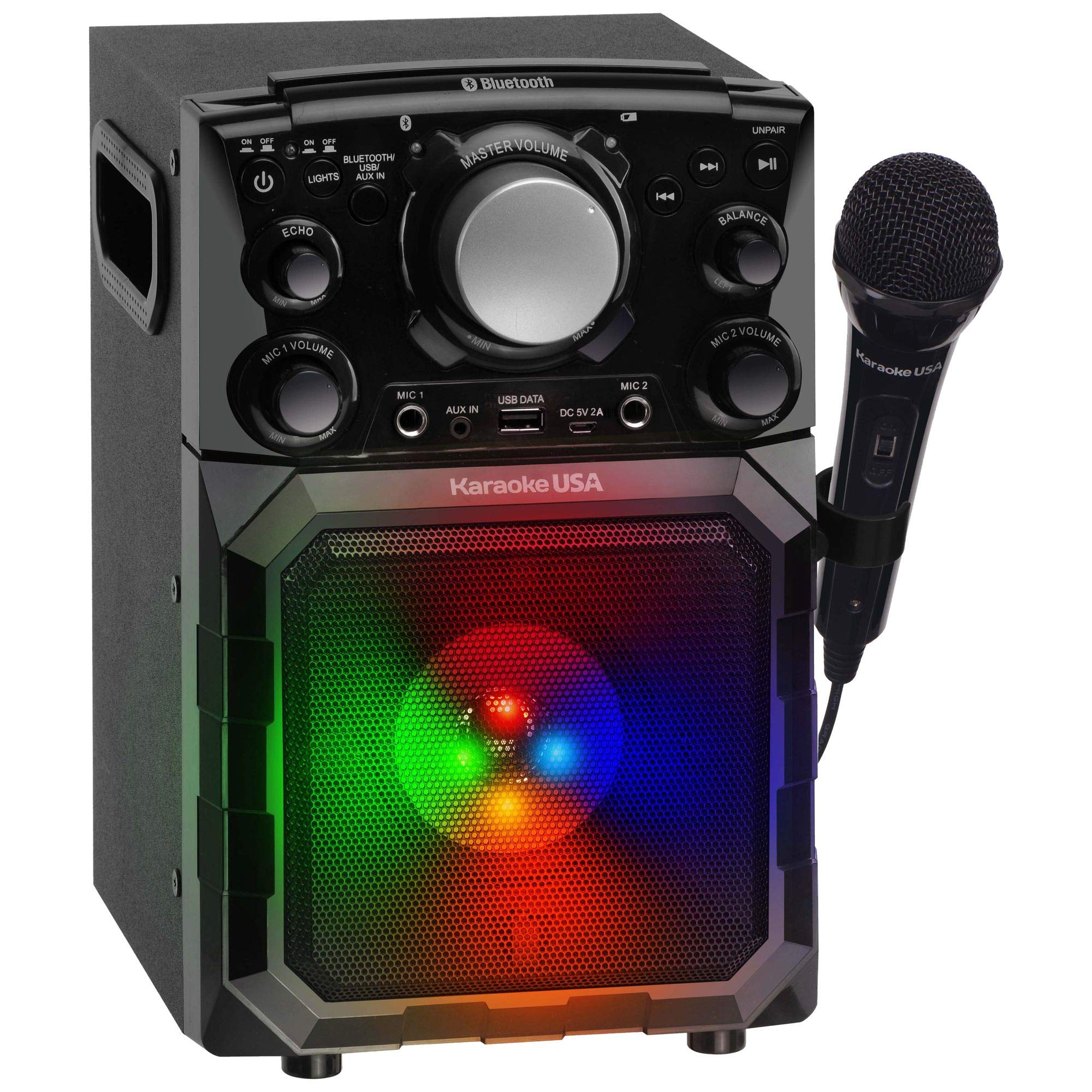 Karaoke USA Portable MP3 Karaoke Player with Bluetooth, PA, and Built-In Battery (GQ410) , Black