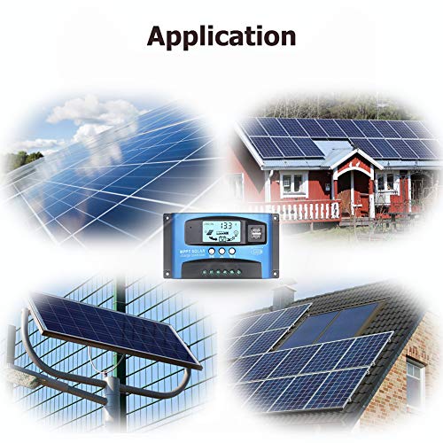 SolaMr Solar Charge Controller 40AMP Solar Panel Battery Regulator 12V/24V Auto with LCD Display Dual 5V USB Adjustable Parameter Fits for Open,AGM,Gel Lead Acid Batteries