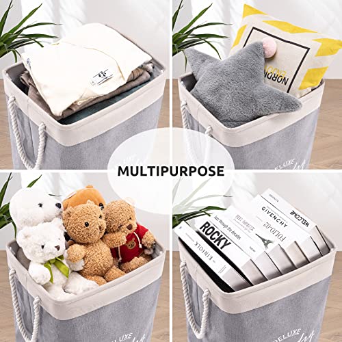 YOUDENOVA 66L 2-Pack Laundry Hamper Basket with Detachable Brackets and Handle, Collapsible Storage Basket for Bedroom, Bathroom Clothing and Toys Organization, Brown