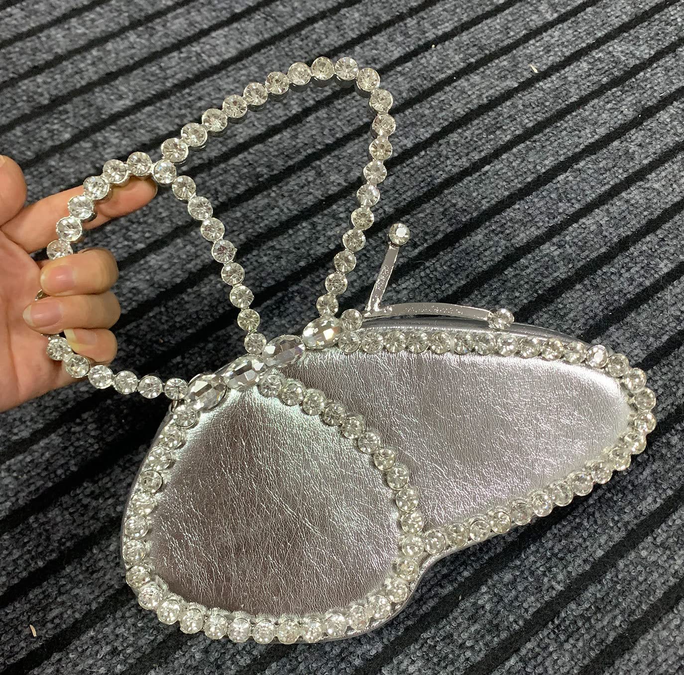 Rhinestone Evening Bag for Women Chic Butterfly Clutch Hobo Handbag Shiny Purse Sparkly Faux Diamond Top Handle Bag Mini Cute