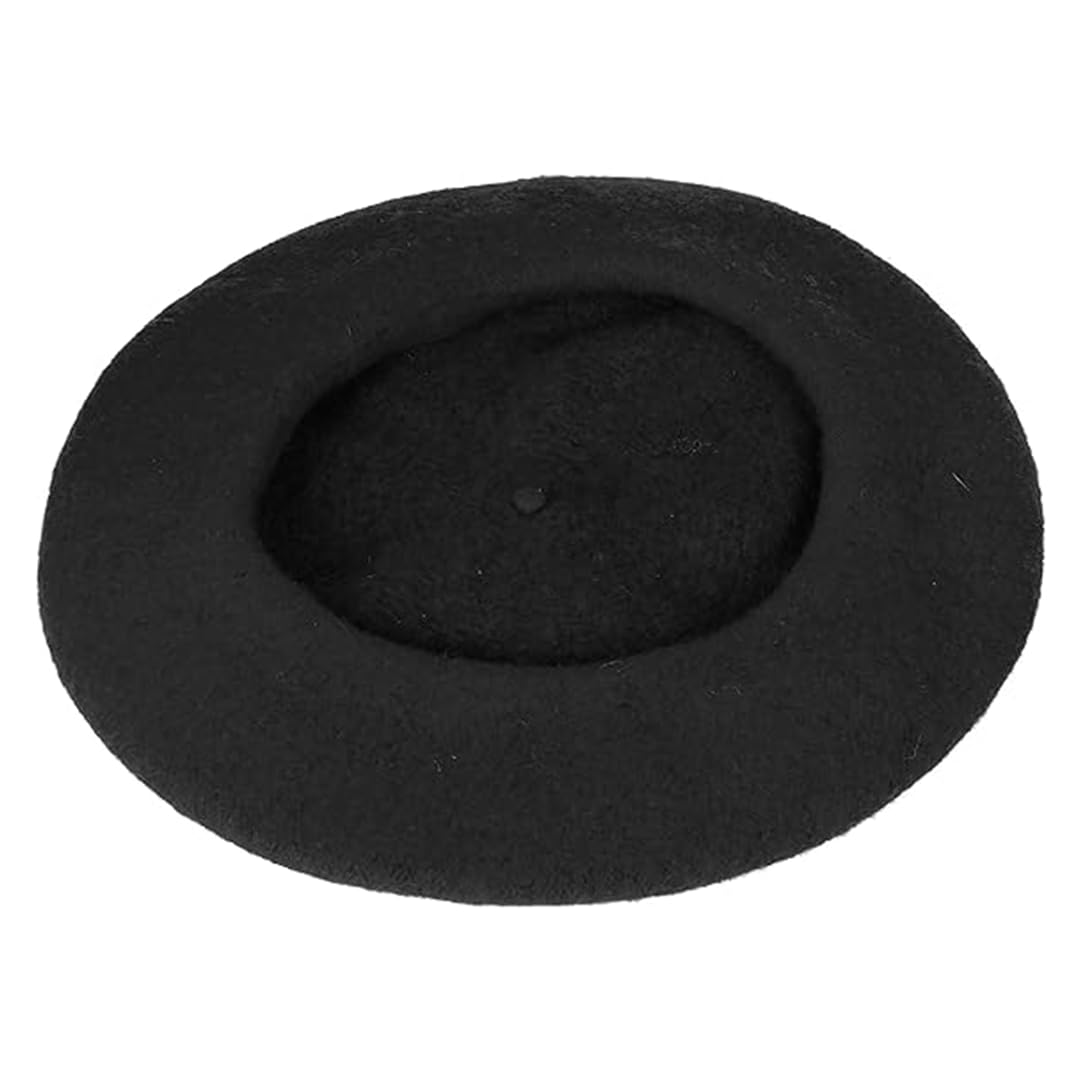 Kangaroo Black Hat- Women's Wool Beret, Parisian Hat, Lightweight Stylish Beret, Classic French Fashion Accessory