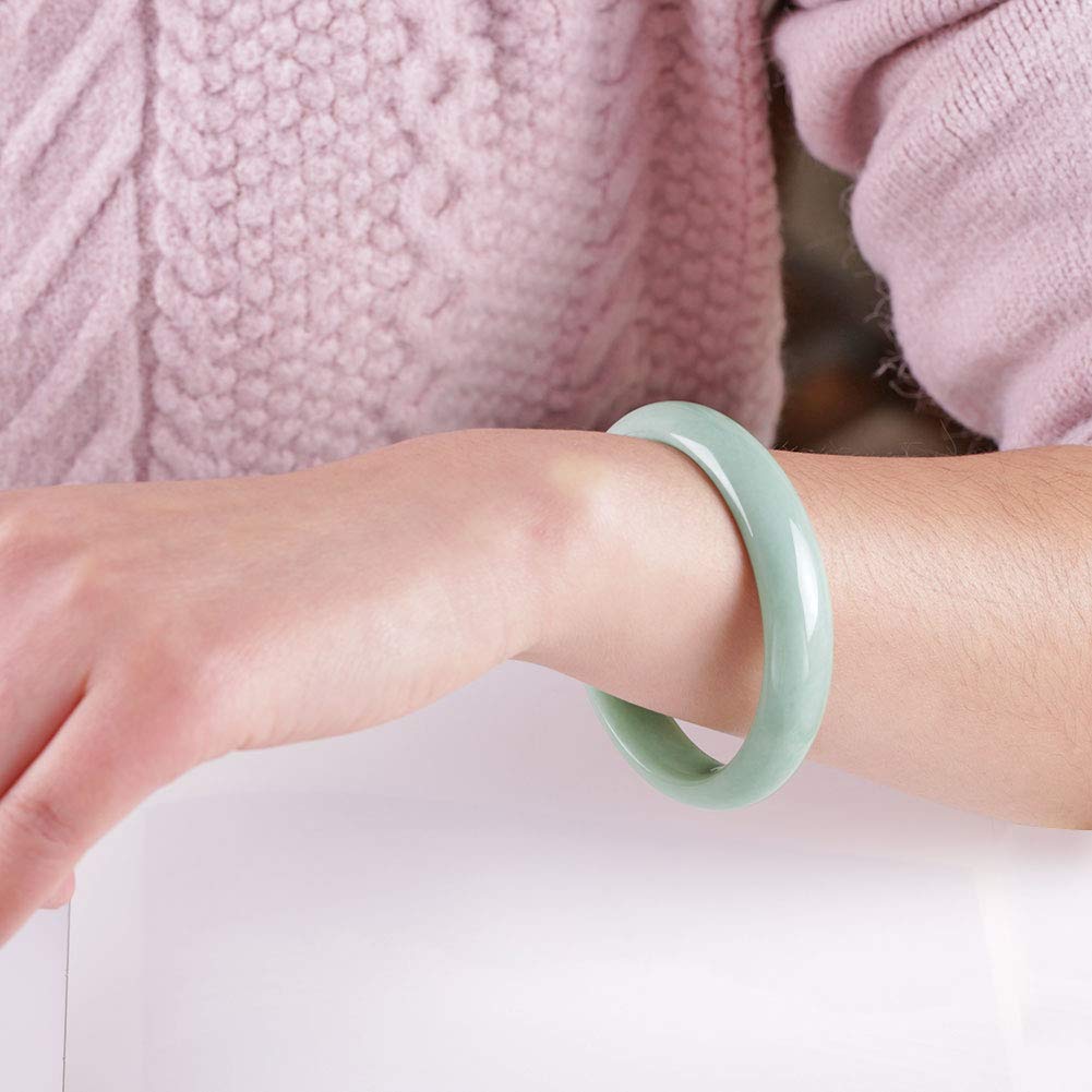 LIU'S TUNG Natural Jade Bangle Bracelet for Women Handcrafted Girls' Jade Jewelry with Gift Box (Medium Size: 60mm-62mm Inner Diameter)