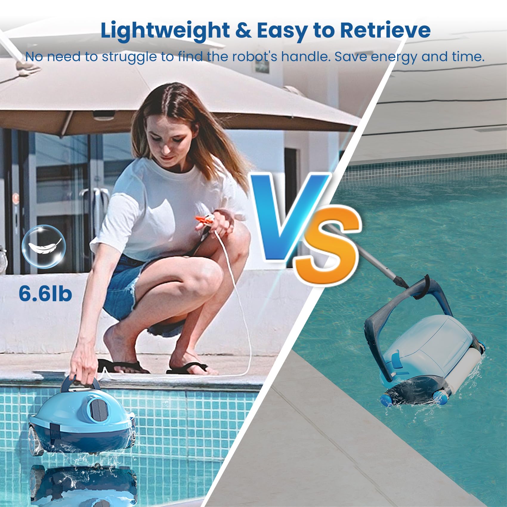 ππ₯ππ§ππππ OUCAXIA Cordless Robotic Pool Cleaner, Automatic Pool Vacuum, 90 Mins Runtime & Powerful Suction, Self-Parking, Lightweight, Ideal for Above/In-Ground Pool 65 Feet/1100 Sq.Ft