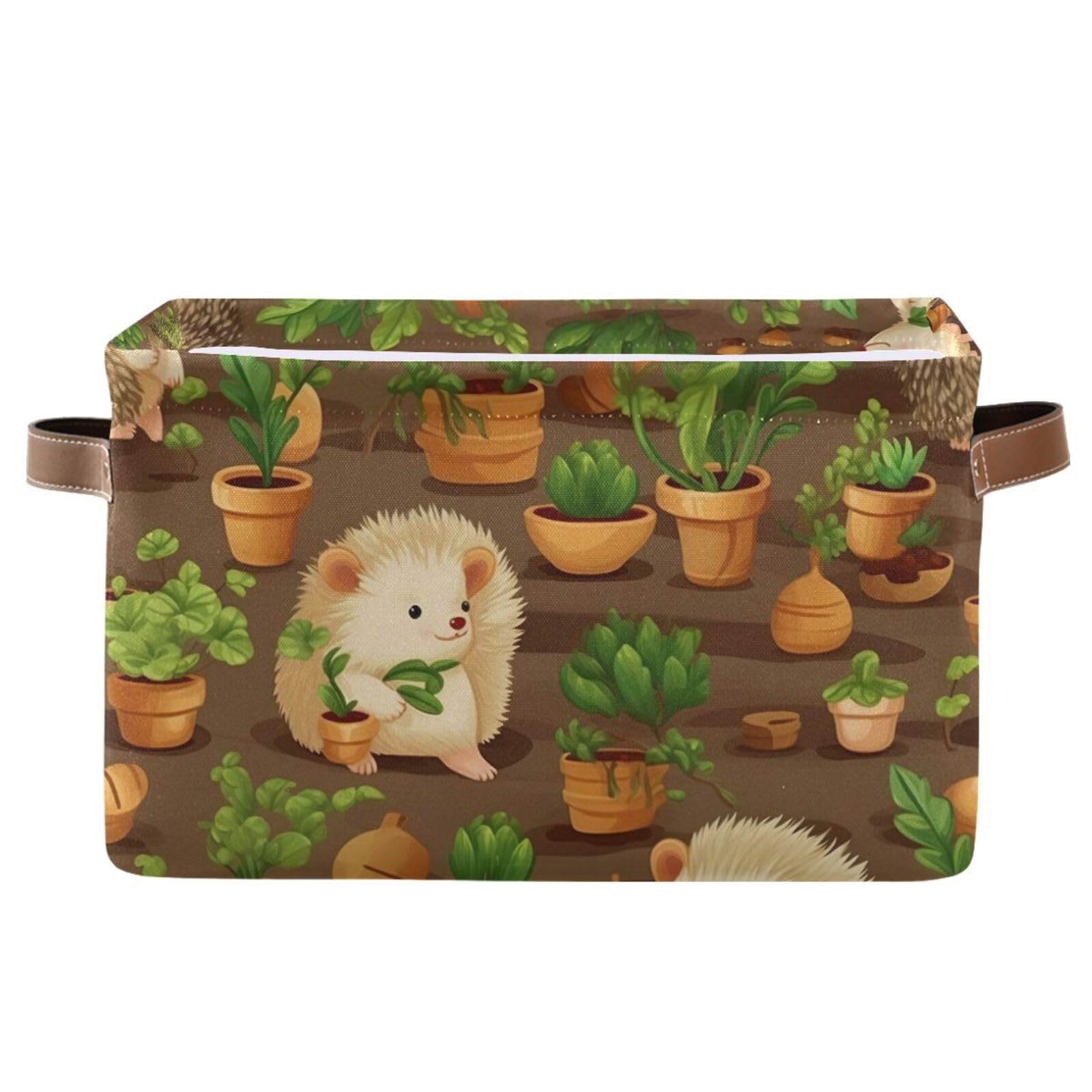 WELLDAY 1PCS Storage Basket Hedgehogs Pattern Large Foldable Storage Bin Cube Collapsible Organizer
