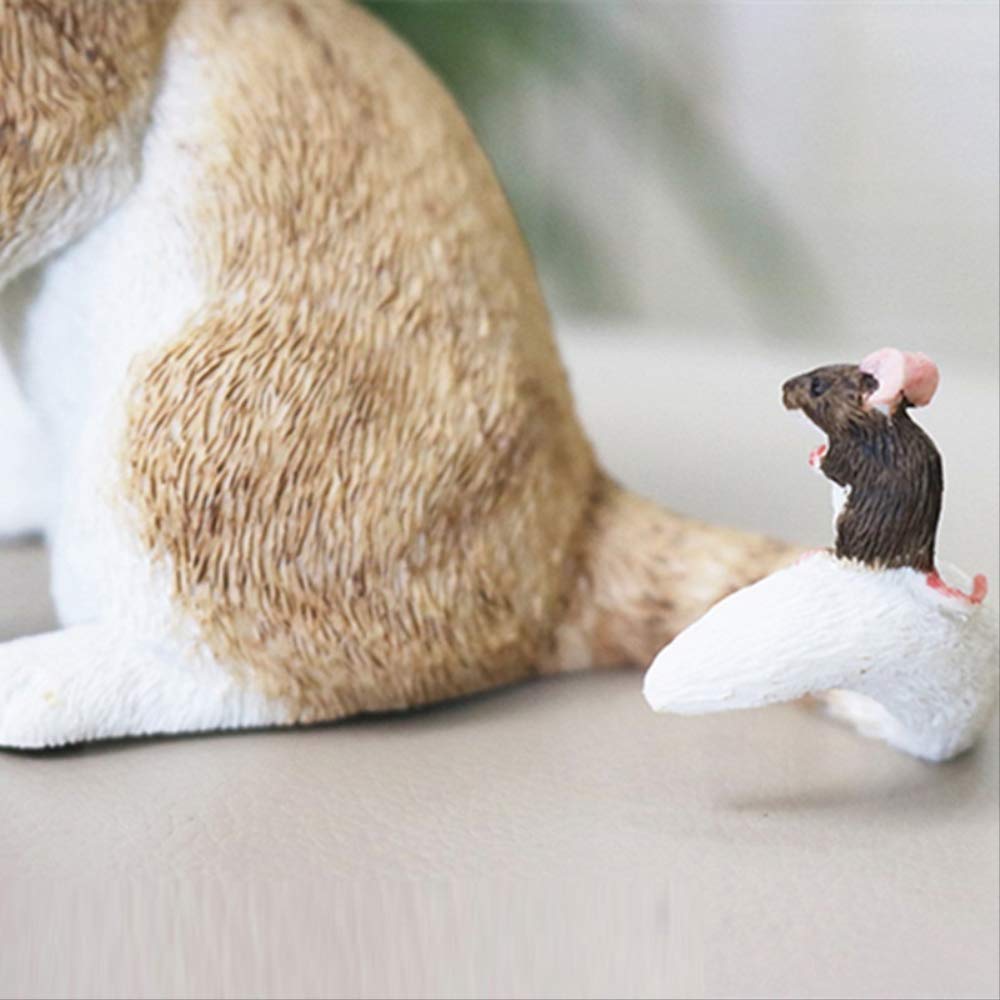 LEYAR Home Decoration Statue Figurines Ornament Garden Statue,Tiger Spotted Art Sculpture Simulated Cat Figurine Cat and Mouse Ornaments Resin Crafts