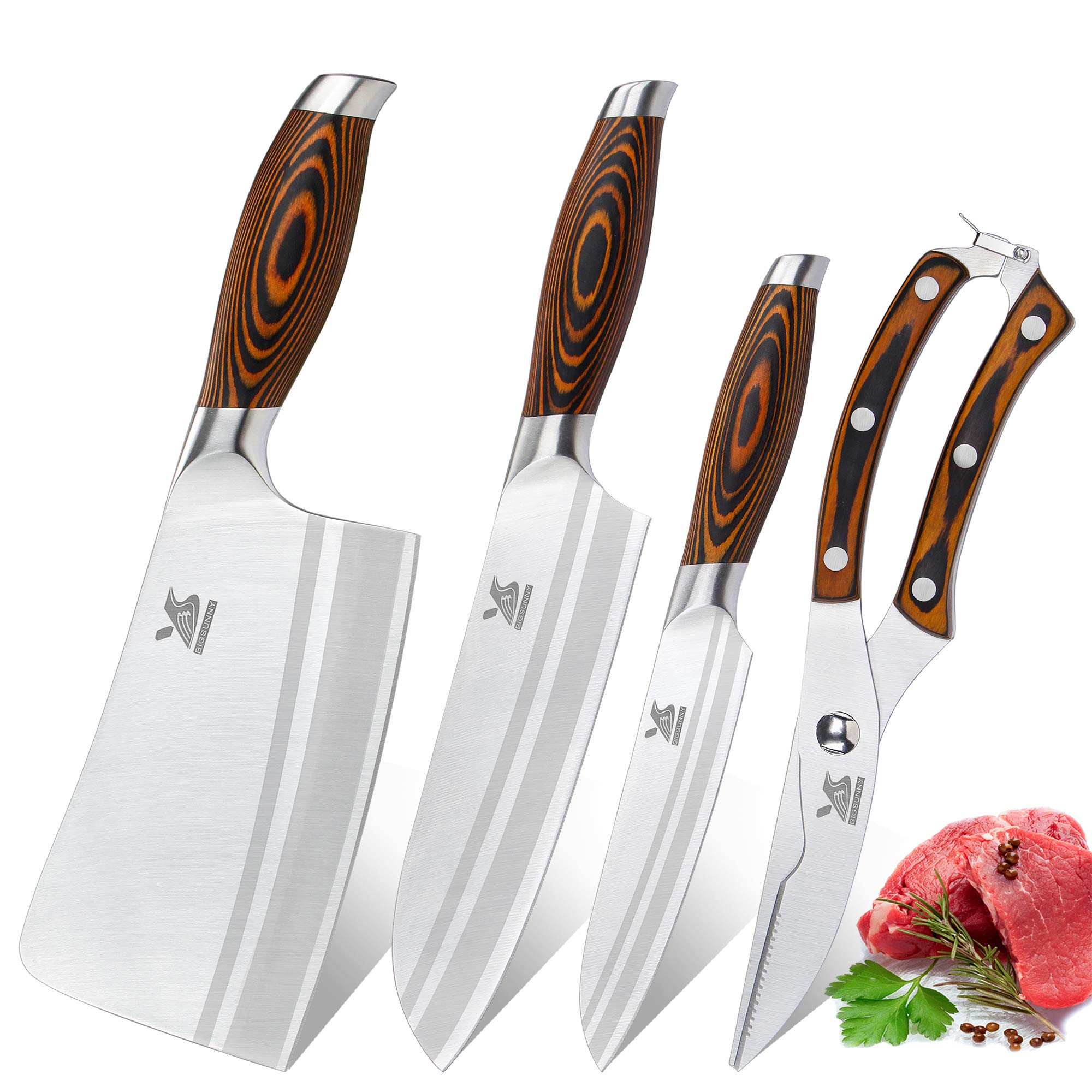 MSY BIGSUNNY 8" Bread Knife Serrated Kitchen Knife of German Steel β Ergonomic Handle β Razor Sharp Blade for Slicing Breads Cakes and Large Fruits