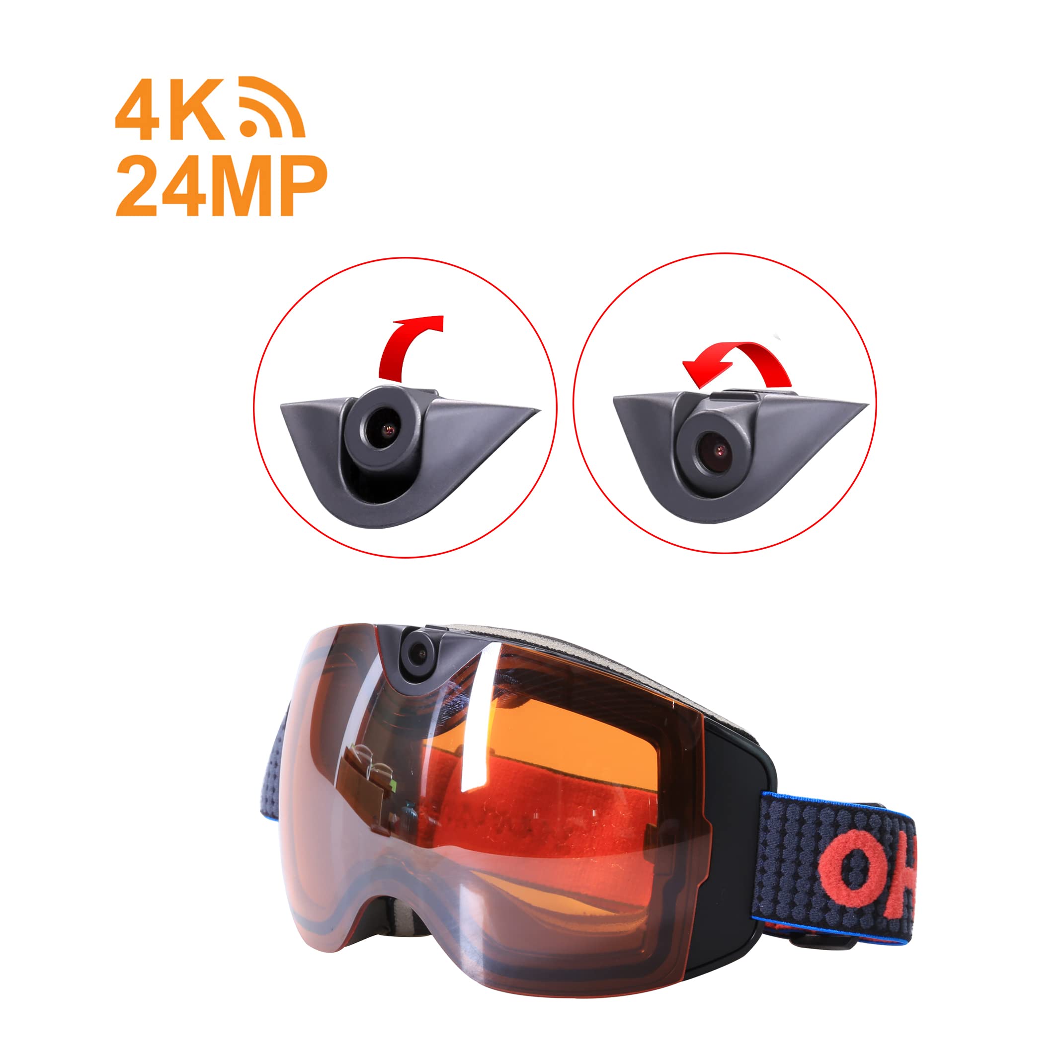 OhO 4K Smart Ski Goggles, WiFi Camera Snowboard Goggles with UV Protection, Anti Fog (Men/Women)