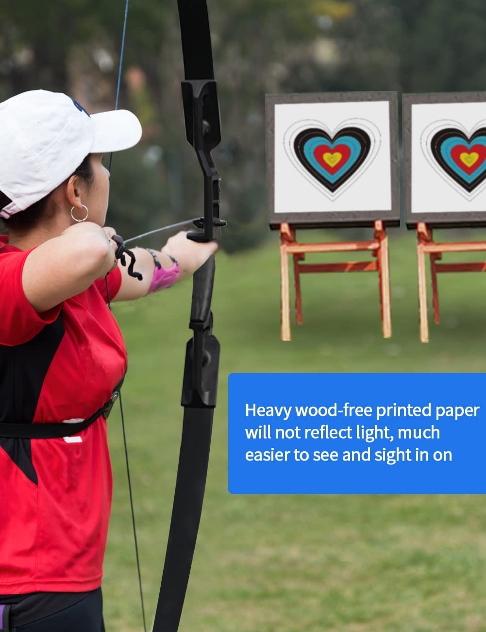 longbowmaker 60cm Archery Targets Traditional Targets Paper Hunting & Shooting (10 Targets in Pack) (Heart Shaped Targets)
