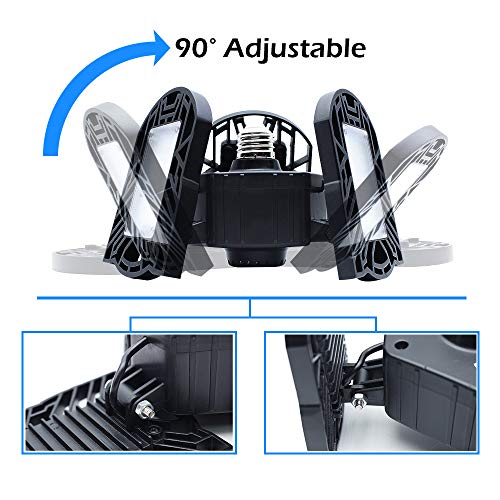 LED Garage Lights 60W, Adjustable Garage Lighting Bulbs with 3 Leaves, E26 Base, 6000 Lumens for Garage, Shop, Barn, Warehouse, Factory, Workshop.etc.