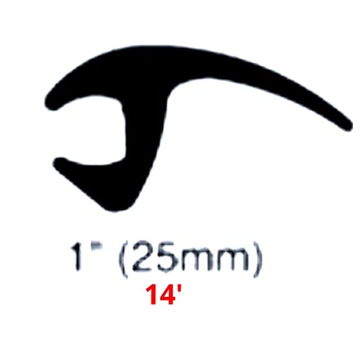Marcy Adhesives Universal Auto Glass Rubber Reveal Moldings 25mm (1") w/Clean-Stick Butyl (14')