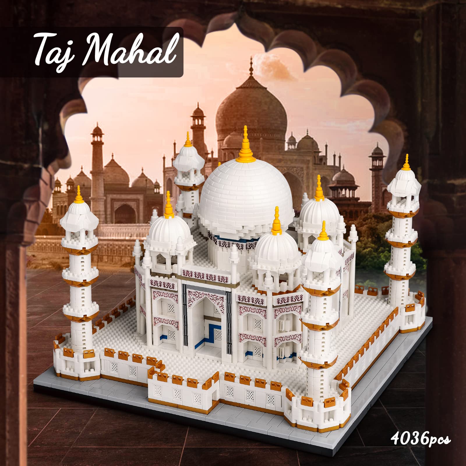 QLT Micro Mini Blocks Taj Mahal Architecture Building Toy Display Famous Architecture Model Kit for Adults and Kids Christmas Birthday Gift (4036 Pieces)