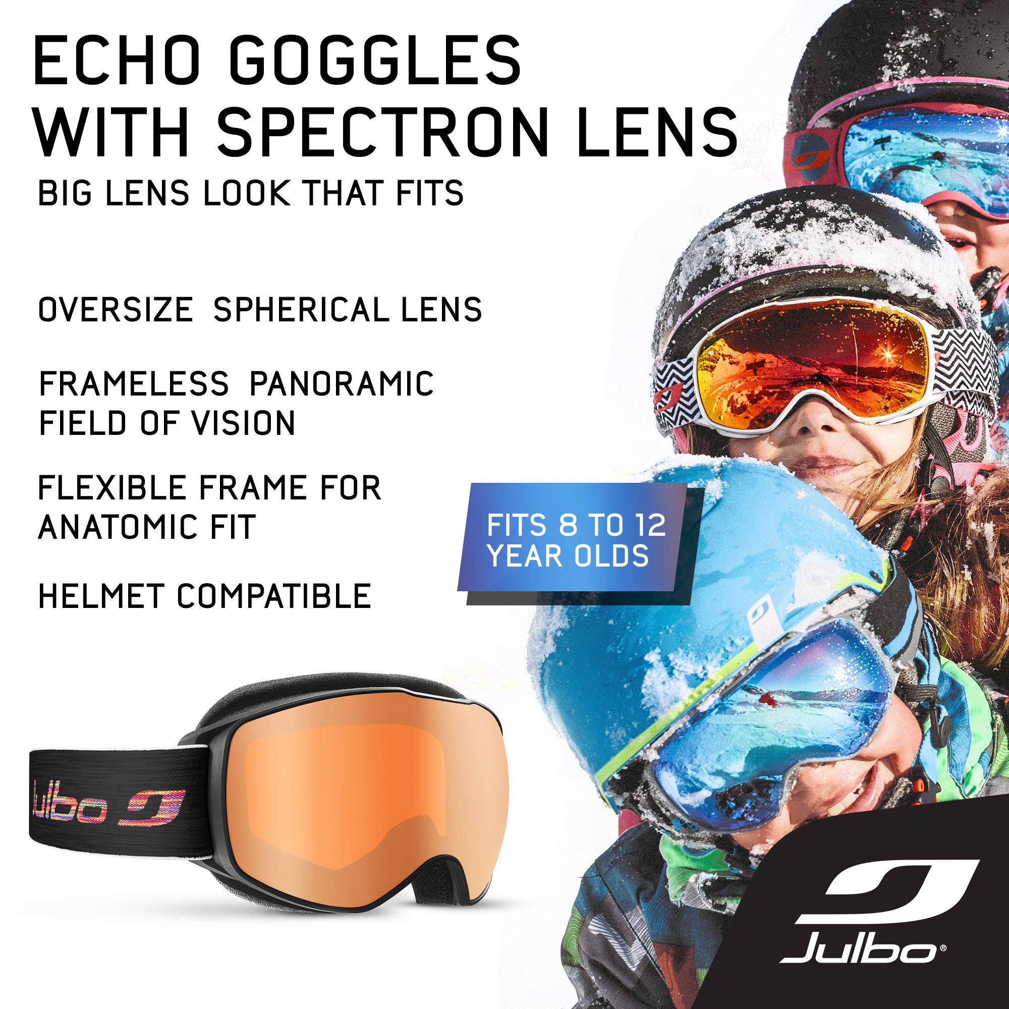 Julbo Echo Youth Goggles, Black/Gray/Read Frame - Spectron 3 Orange Lens w/Red Mirror