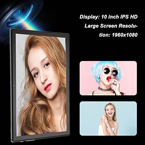 WiFi Tablet, IPS Screen 10 Inch Tablet PC Dual Speakers 100‑240V 6 and 256G Octa Core Dual SIM Card Slot for Travel (US Plug)