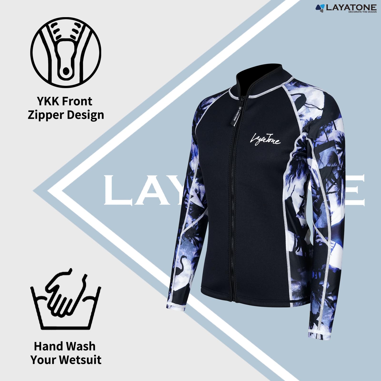 LayaTone Wetsuit Top Women 3mm Neoprene Wetsuit Jacket, Optional Neoprene/Lycra Sleeves Wetsuit Tops for Swimming Diving Surfing Canoeing