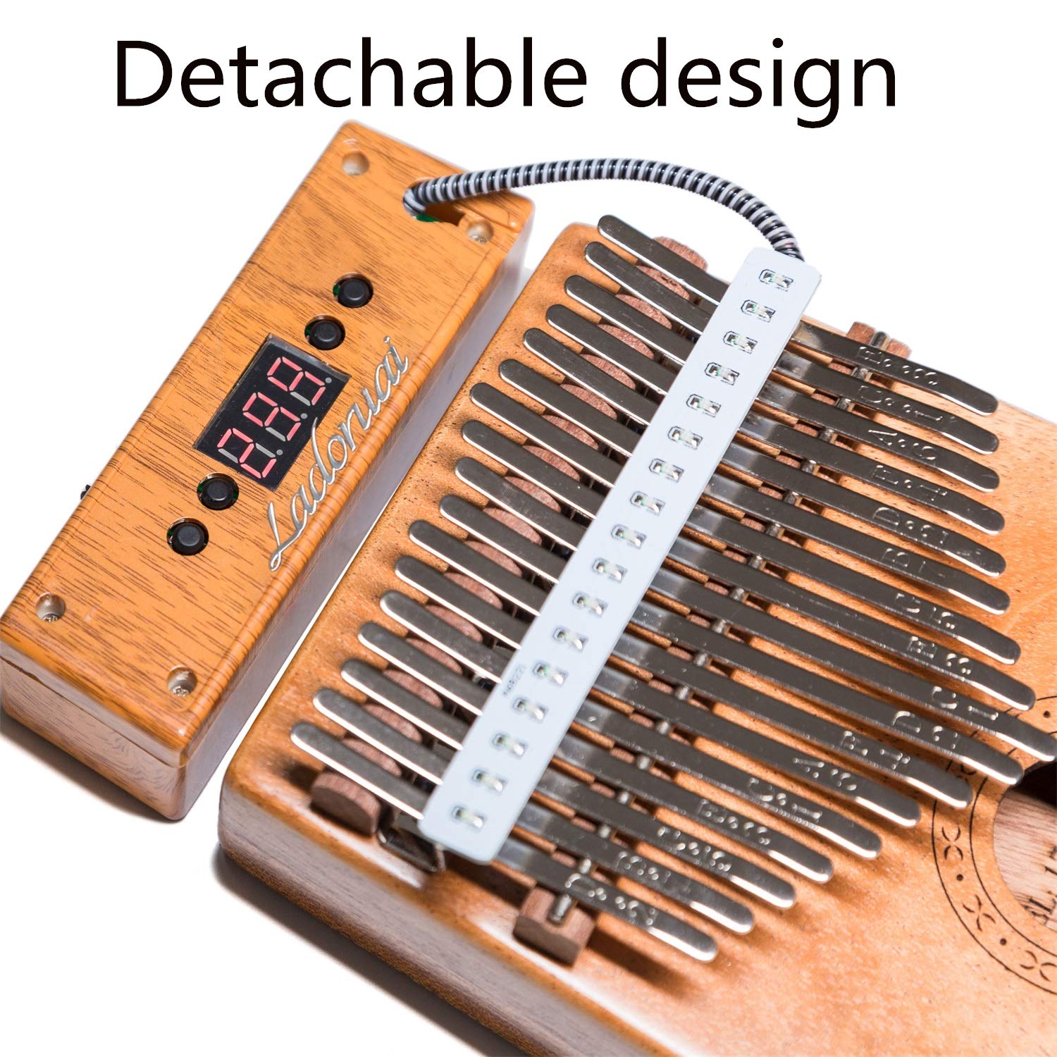 Ladoruai 17 key Kalimba, Smart Illuminated Thumb Piano, Tuning Hammer and Study Instruction(120 songs option)