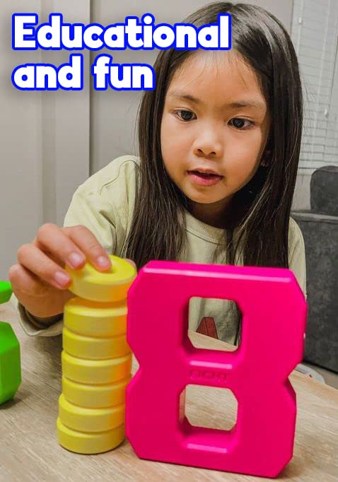 Skoolzy Number Blocks & Rainbow Counting Bears with Matching Sorting Cups, Bear Counters and Dice - for Toddlers & Kids 3+