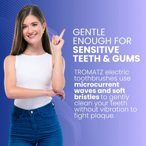 Tromatz Simple Pro Rechargeable Electric Toothbrush, Gentle & Deep Cleaning with New Microcurrent Wave Technology, Replaceable Brush Heads & Type-C Cable | for Sensitive Teeth & Gums (Purple)