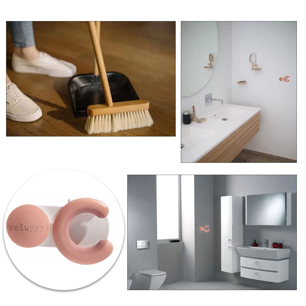 weluyyyi Broom Mop Storage Rack Wall Mounted Mop Hanging Storage No Drilling Mop Holder for Bathroom Kitchen Garden Garage