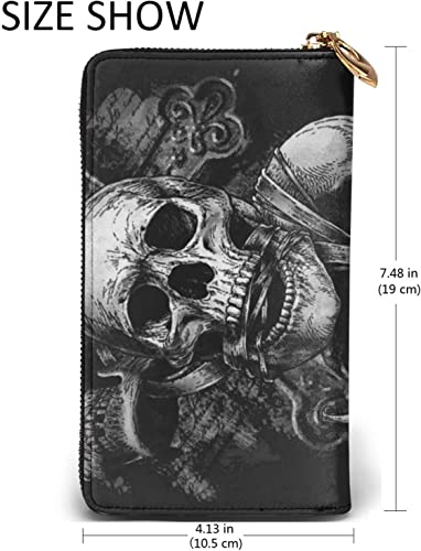 Skulls Day of The Dead Gothic Leather Wallet Long Clutch Purse Fashion Wristlet Handbag