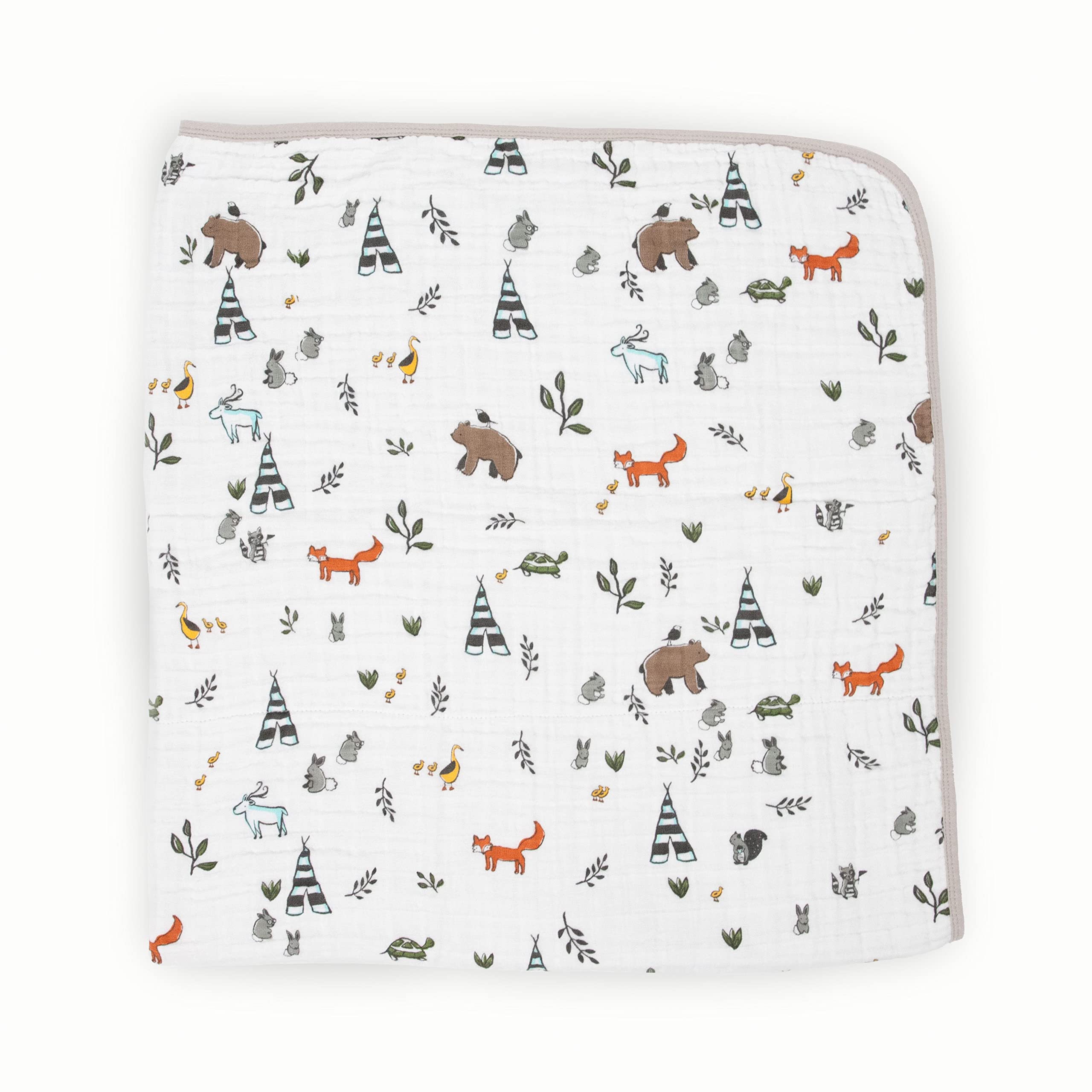 Little Unicorn β Forest Friends Cotton Muslin Quilt Blanket | 100% Cotton | Super Soft | Babies and Toddlers | Large 47β x 47β | Machine Washable