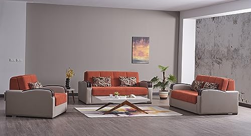 Sweethome Stores 74" Pull Bed with Storage, Firm, Fabric, 650 lbs Capacity, Sleeper Sofa, Futon for Living Room or Home Office Convertible Couch, DormirClack Sofabed, Orange
