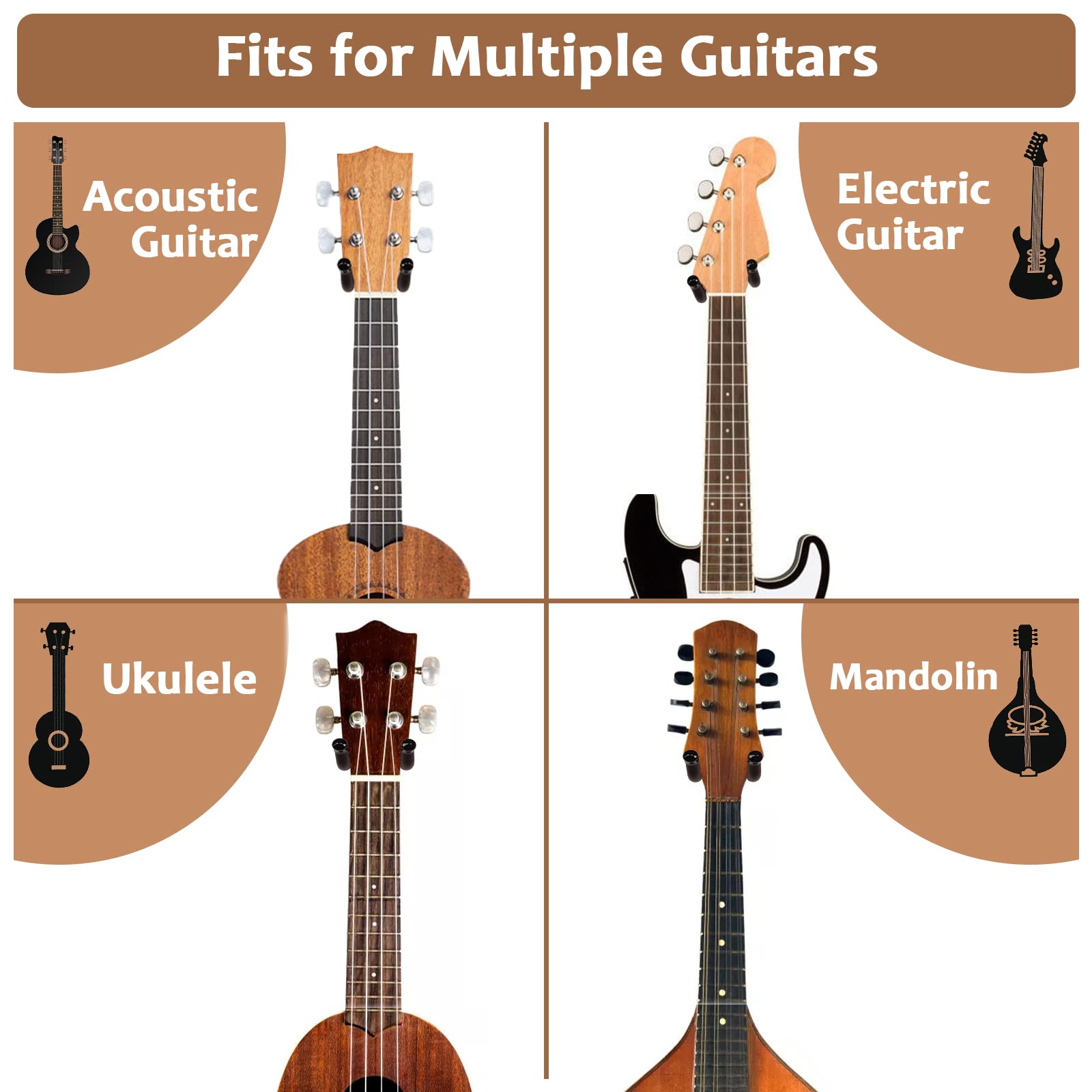 SNIGJAT Guitar Wall Mount, Hardwood Guitar Wall Hanger, 2 Pack Guitar Hanger, V-Shaped Guitar Holder Wall Mount, Guitar Accessories for Acoustic Electric Guitar Bass, Gift for Guitar Player