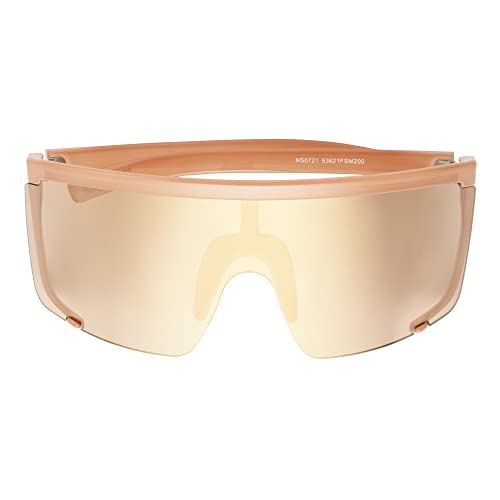 Steve Madden Women's in The Limelight Shield Sunglasses, Nude, 148mm