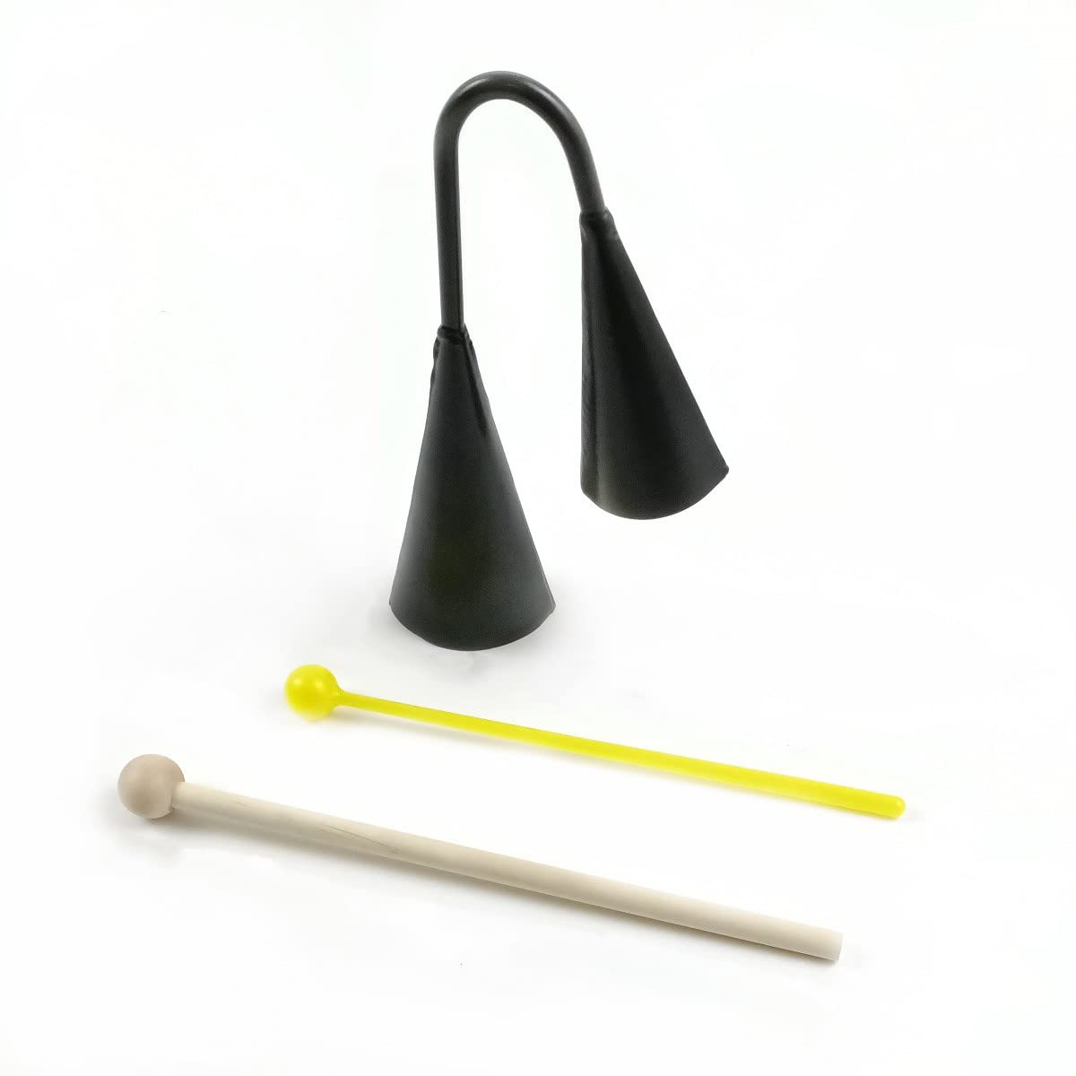 LOONELO Agogo Bells,Traditional Style Handheld Musical Instrument Steel Agogo Bells with Wood Strikers (Black-Small)