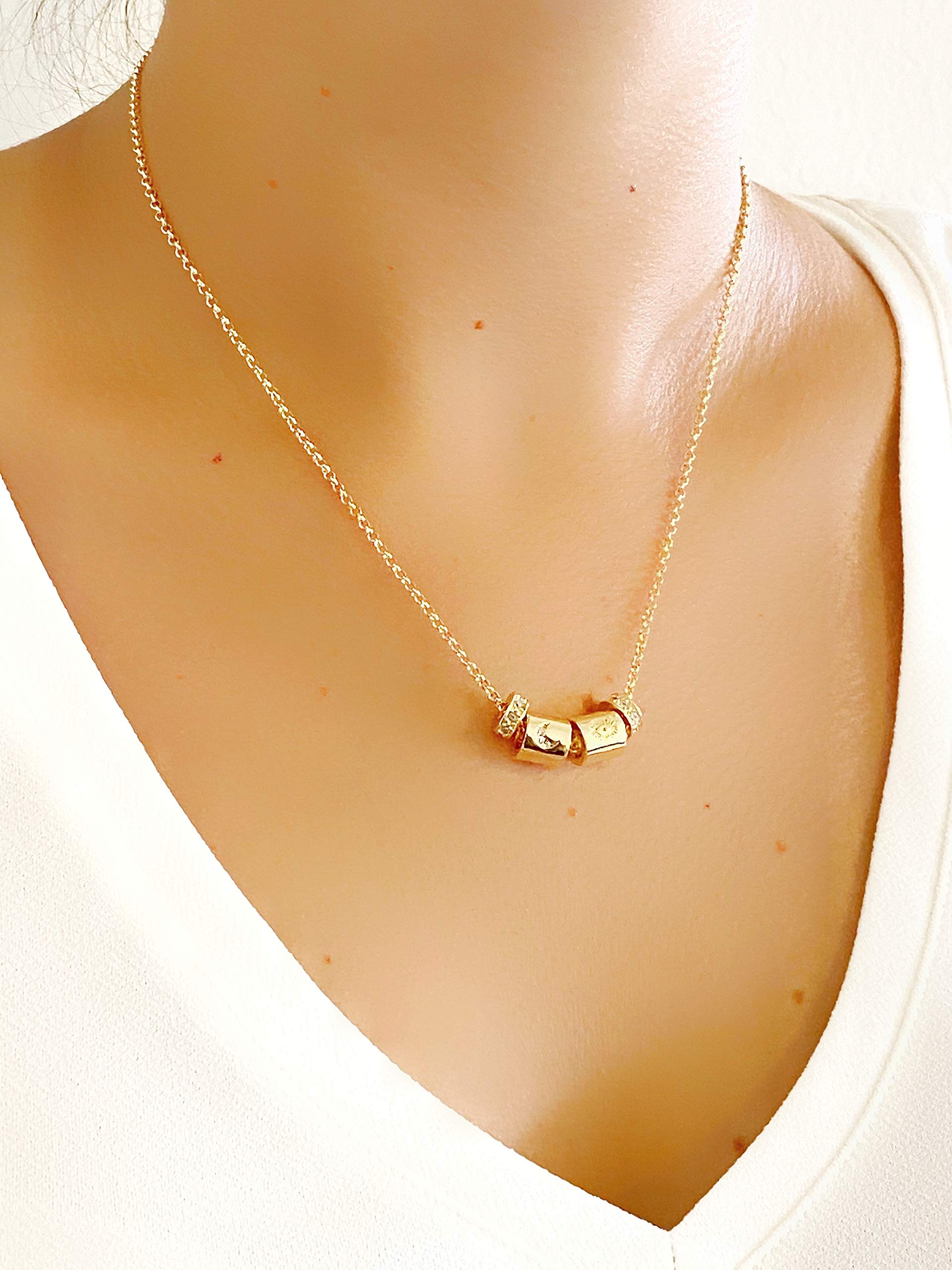 LESLIE BOULES Gold Evil Eye & Half Moon Necklace for Women Charm 18K Plated Chain