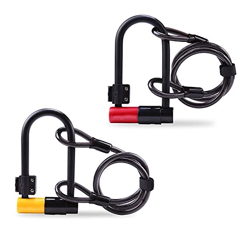 LJJSMG Bicycle U-Lock Cable Lock Set with 2 Copper Keys Anti-Theft Bicycle Lock Set Heavy Duty Steel Security Bicycle Accessories (Color : Yellow)