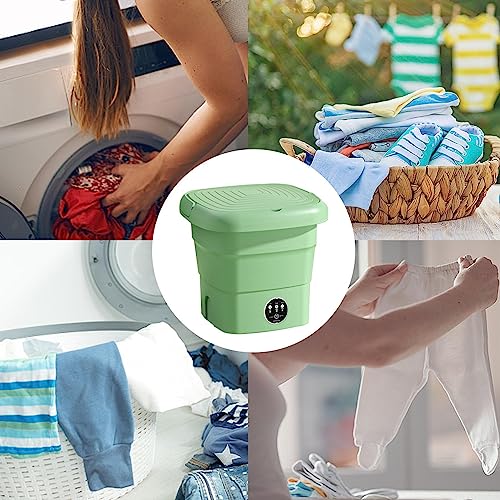 LAAAZY Mini Washing Machine Foldable, Collapsible Travel Washing Machine with Drainage Basket, Mini Small Washer with Adapter for Home, Apartment and Camping