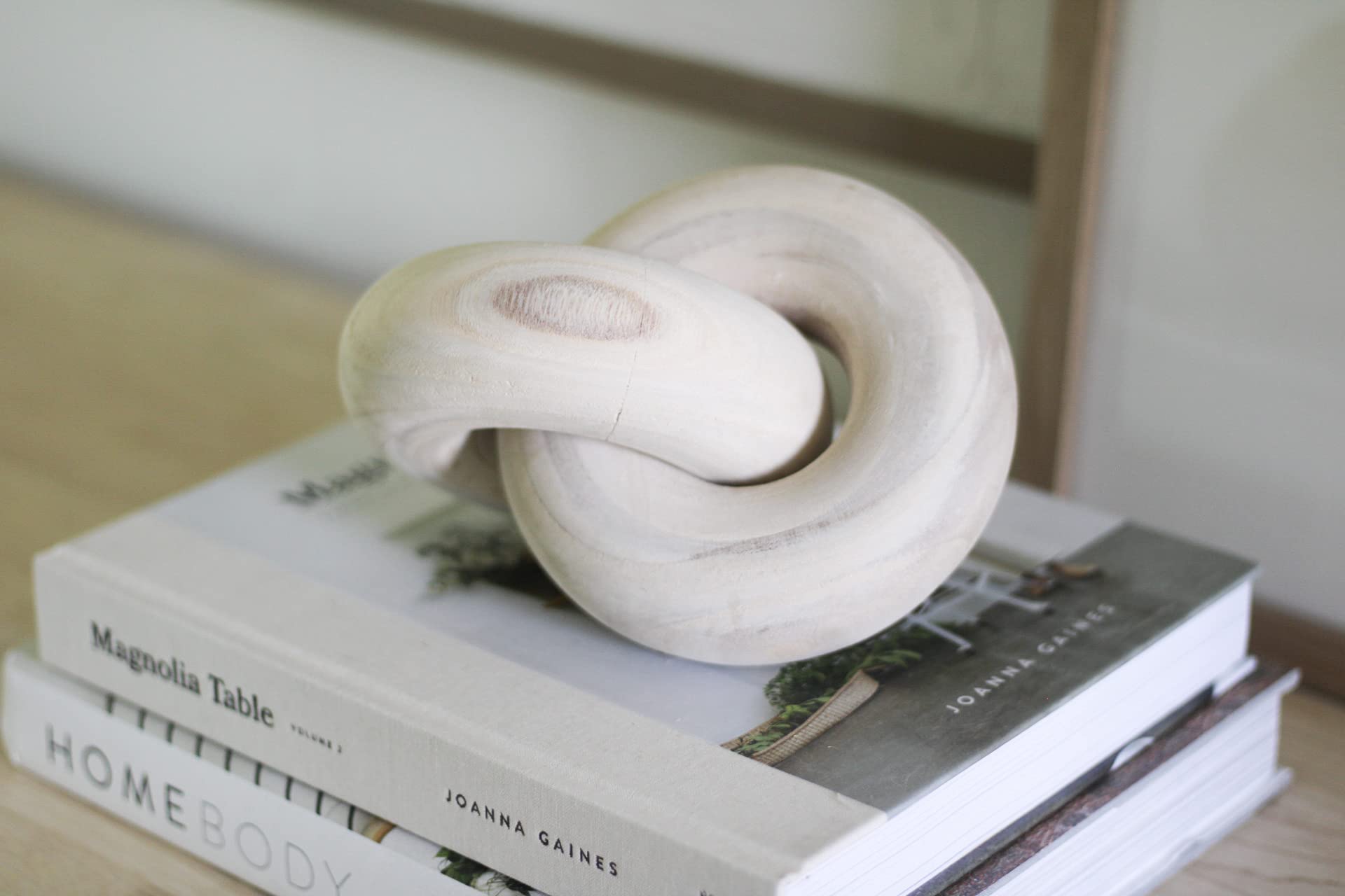 littlevillage.co Studio Mcgee Inspired Wood Knot | Farmhouse Home Decor | Rustic Home Decor | Decorative Wood Link Chain (Natural Wood)