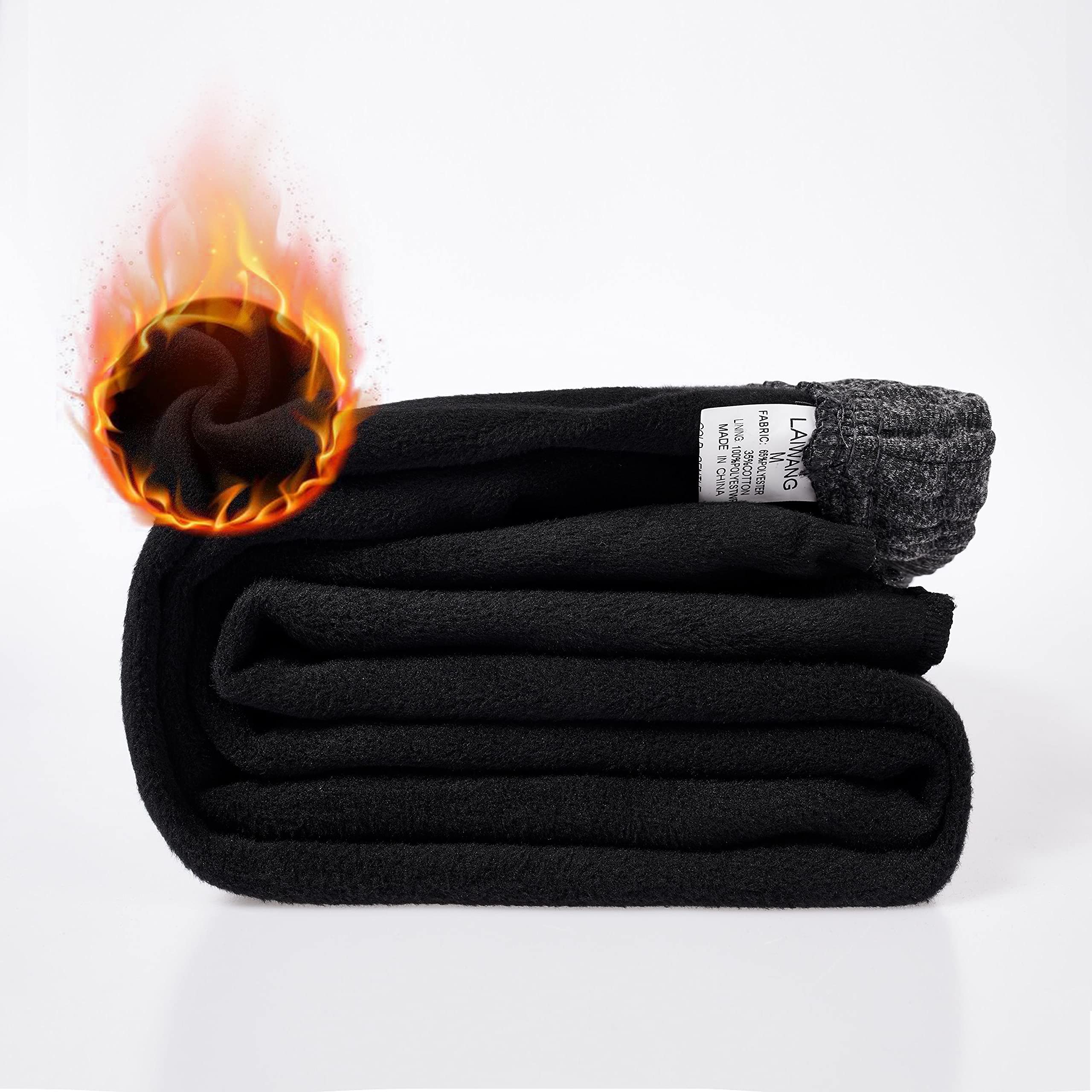 LAIWANG Men's Warm Lined Athletic Sweatpants Jogger Fleece Pants Winter Warm Track Pants (1# Black, XL)
