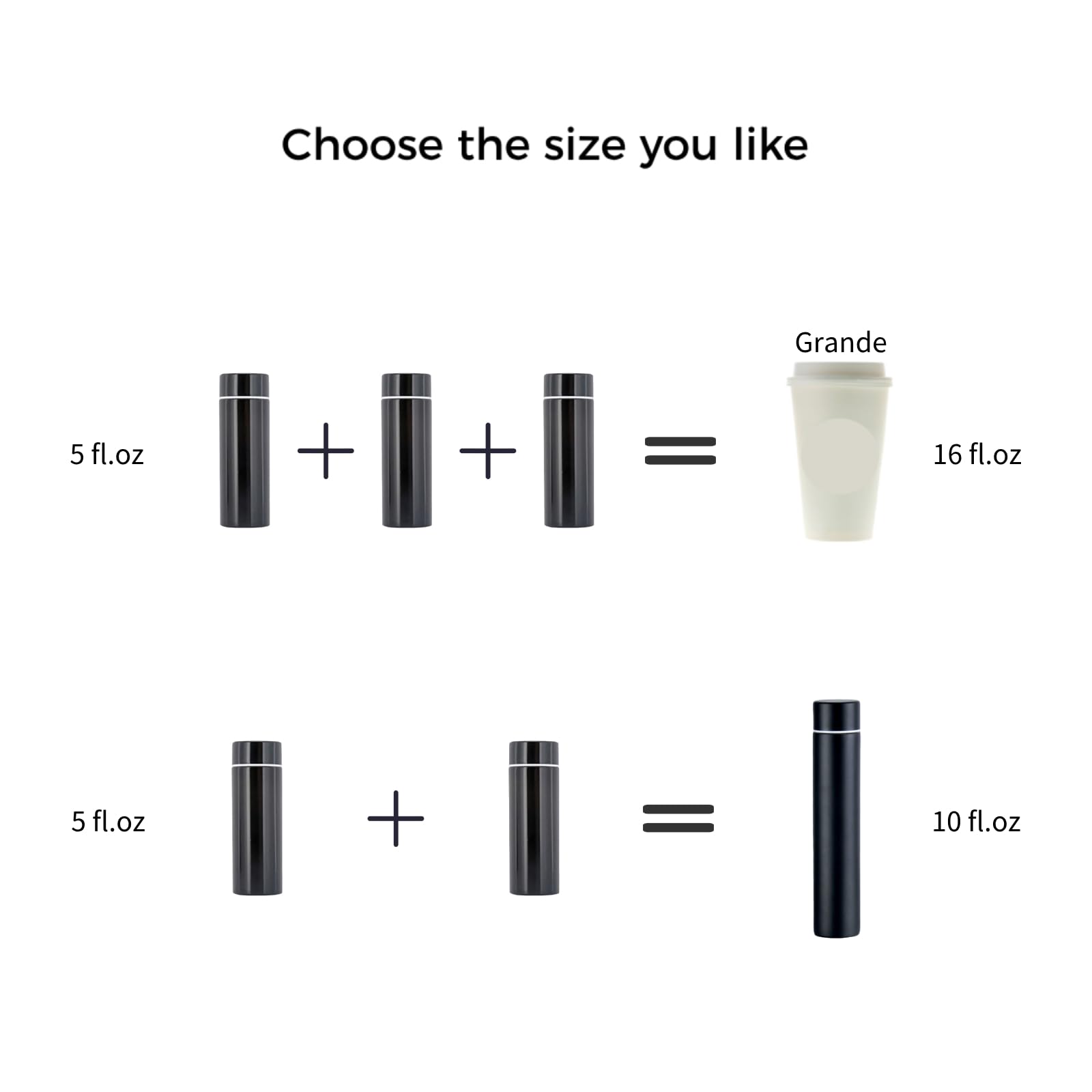 Jumigra Insulated Water Bottle, 18/8 (304) Stainless Steel, Super Slim Skinny Mini, Portable, Leak Proof, 5oz, Silver