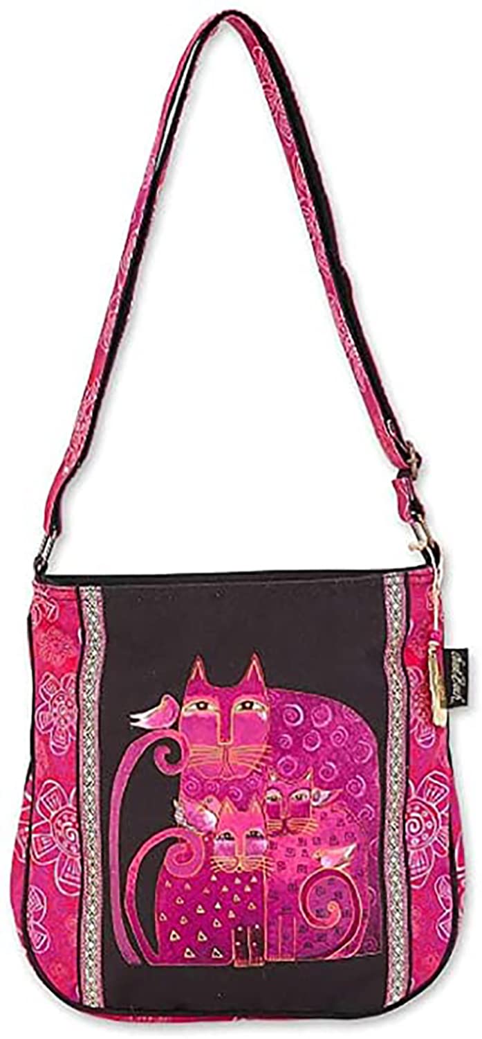 Laurel Burch Magenta Felines 11x12 N/S Crossbody Tote – LB6682