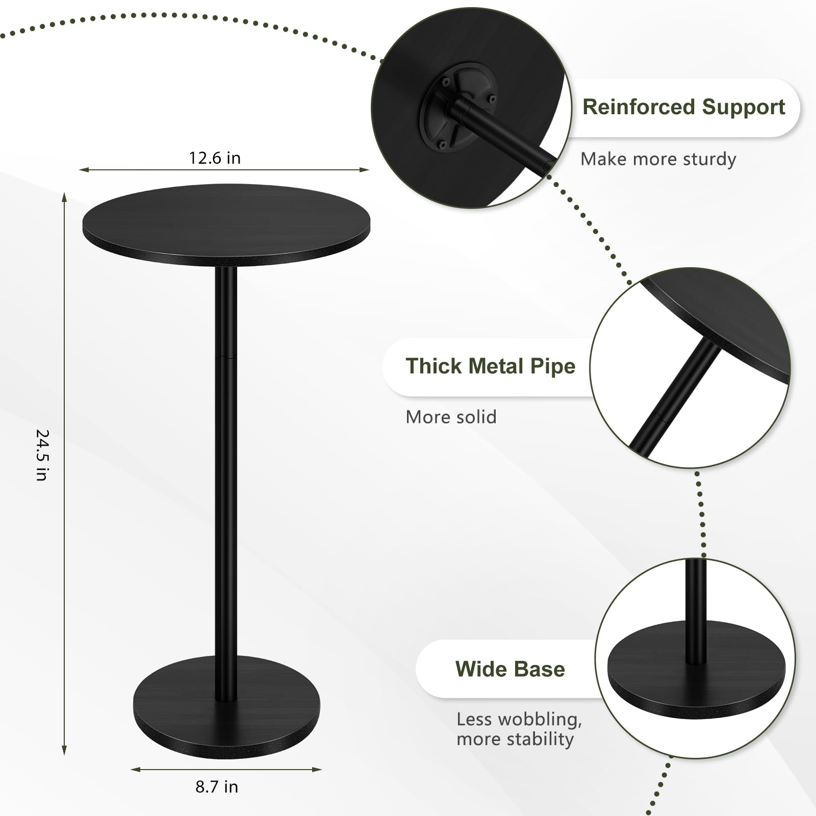 Vrisa Drink Table Small Side Table for Small Spaces Round Pedestal Table Accent End Table Modern Martini Coffee Cocktail Table for Living Room, Bedroom, Sofa Couch Chair, Patio, White