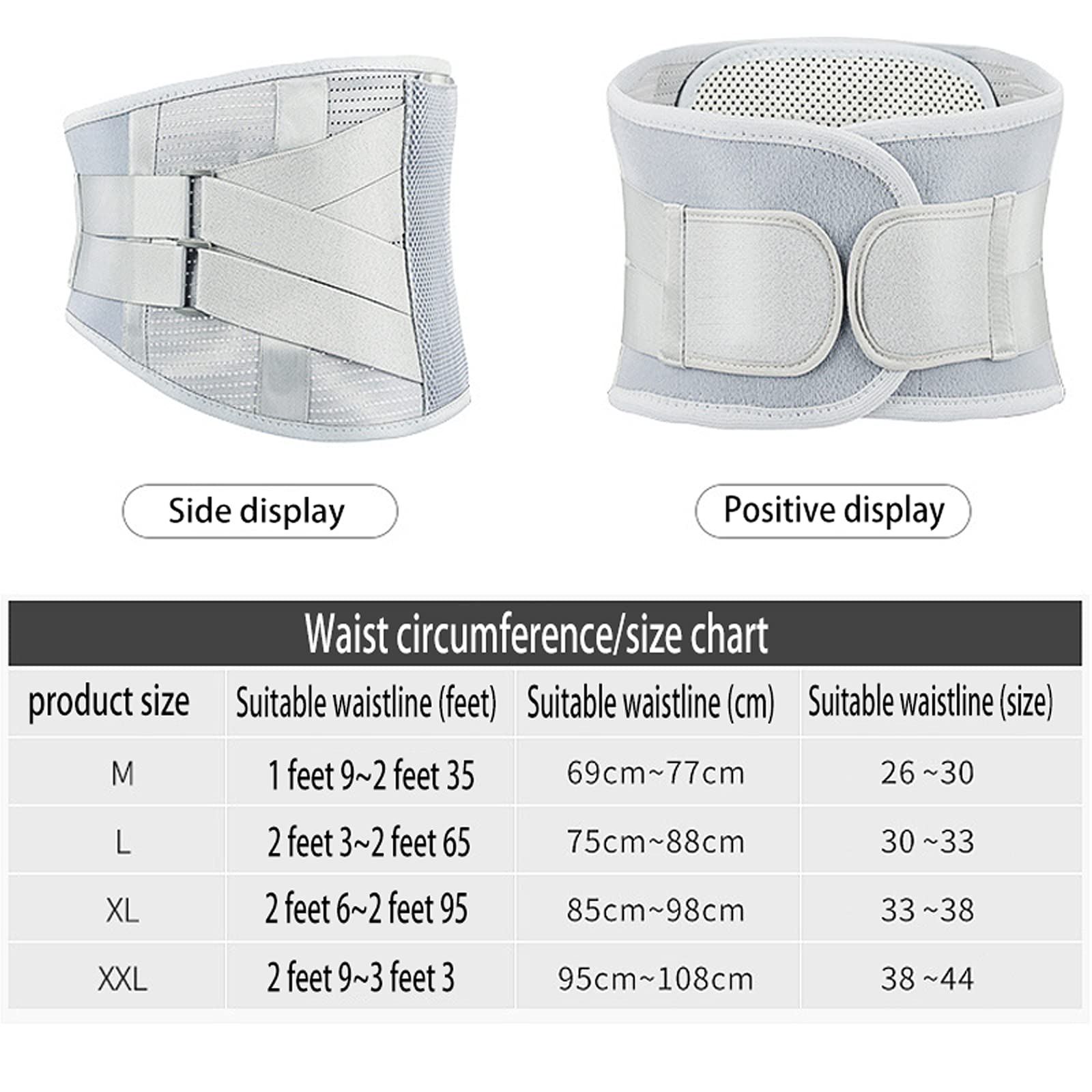 Lumbar Support Belt Lower Back Support Brace with Detachable Metal Spring Strips for Pain Relief Injury Prevention Scoliosis Herniated Disc,XL