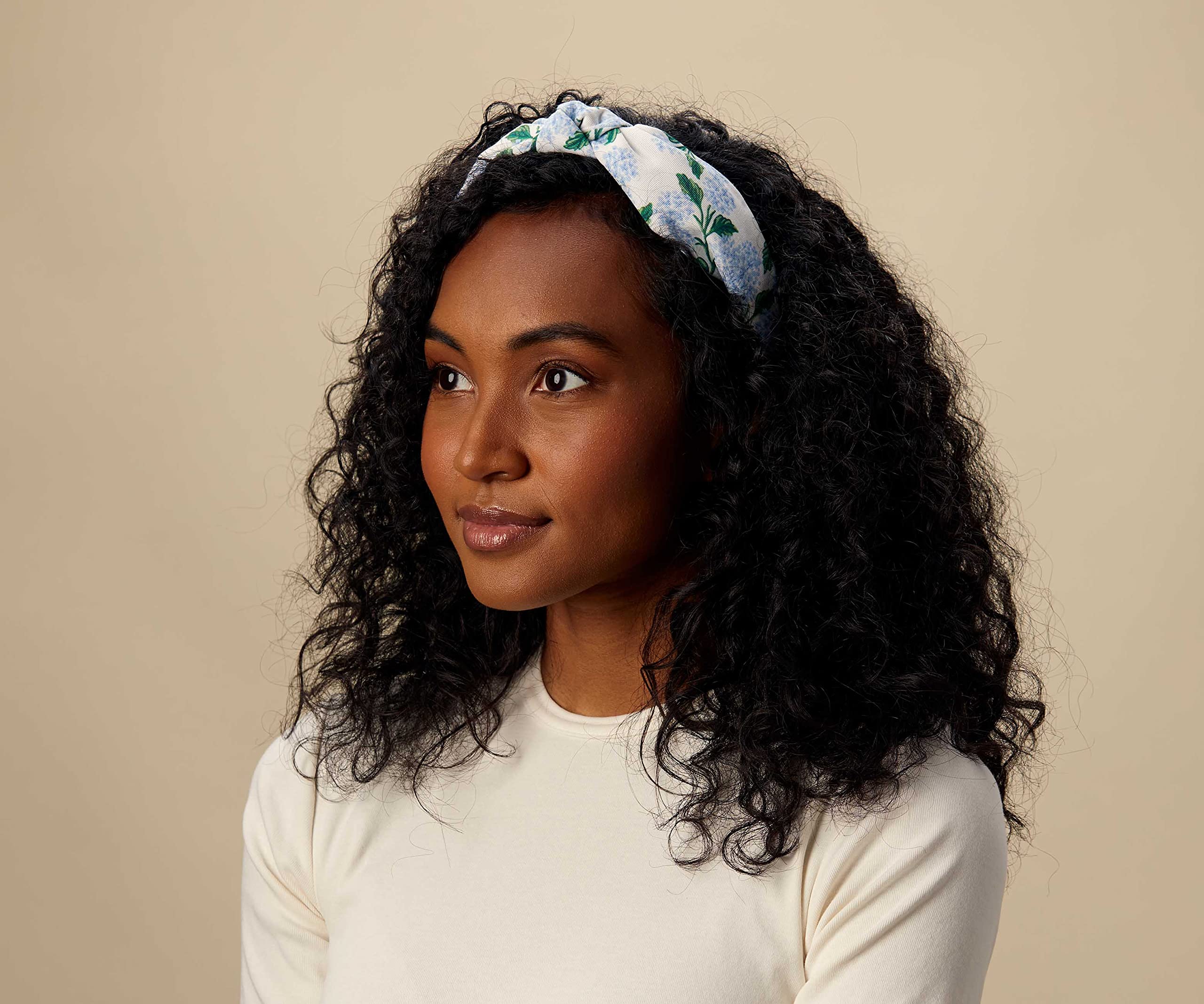 RIFLE PAPER CO. Blossom Headband & Scrunchie Set, Knotted Fabric Headband and 100% Polyester Soft Elastic Scrunchie Hair Bands, Bright Floral Pattern - Blossom