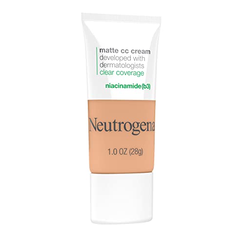 Neutrogena Clear Coverage Flawless Matte CC Cream, Full-Coverage Color Correcting Cream Face Makeup with Niacinamide (b3), Hypoallergenic, Oil Free & Fragrance Free, Butter, 1 oz