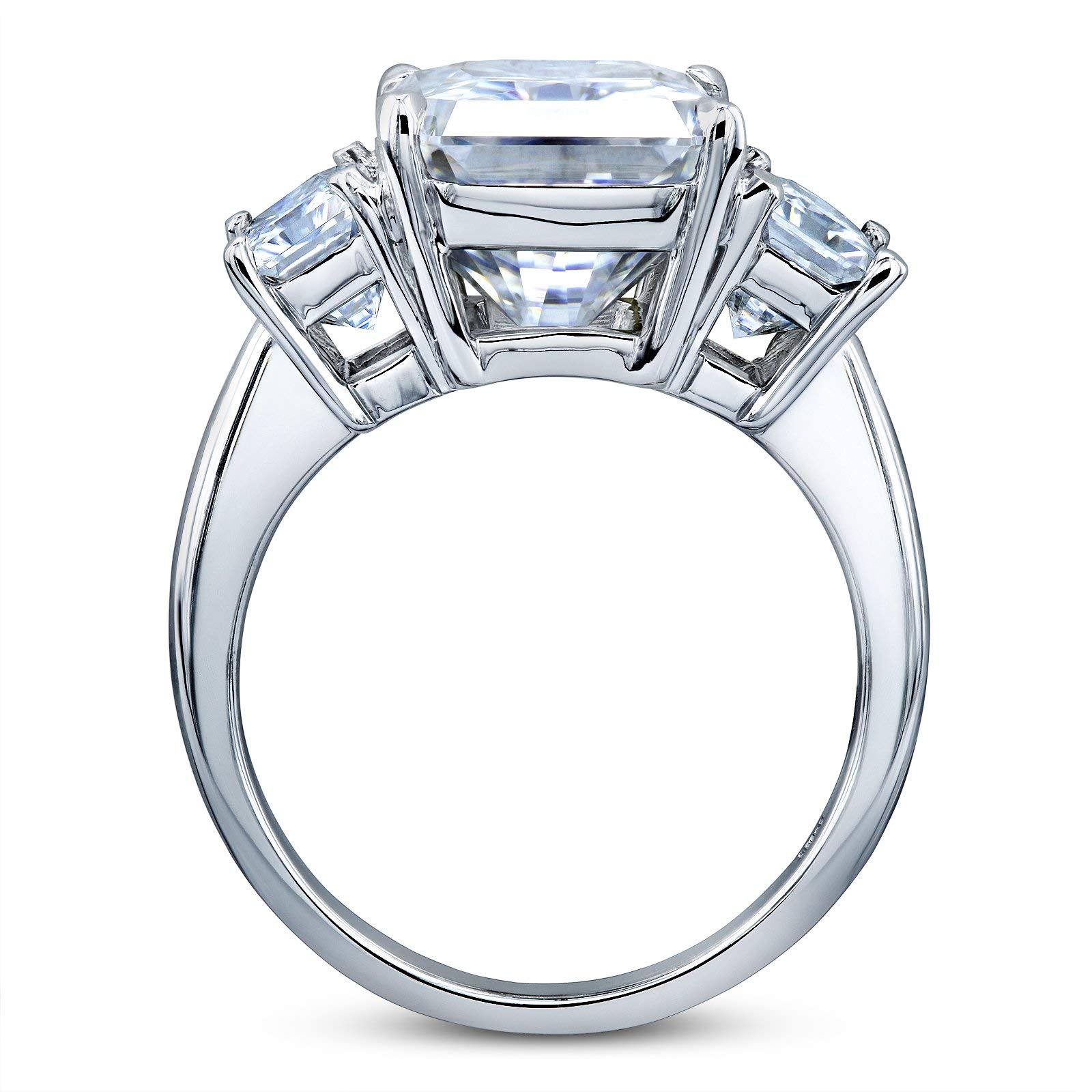 Kobelli 6 3/4 Carat TGW Three Stone Radiant Cut Moissanite Statement Engagement Ring in 14k White Gold, 6.5