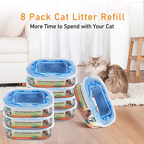 Varycony Cat Litter Refills Bag Cartridge Compatible with Your Genie Litter Standard Pail, Plus Pail, 8 Pack (NOT Compatible with Your Genie Litter XL Pail)
