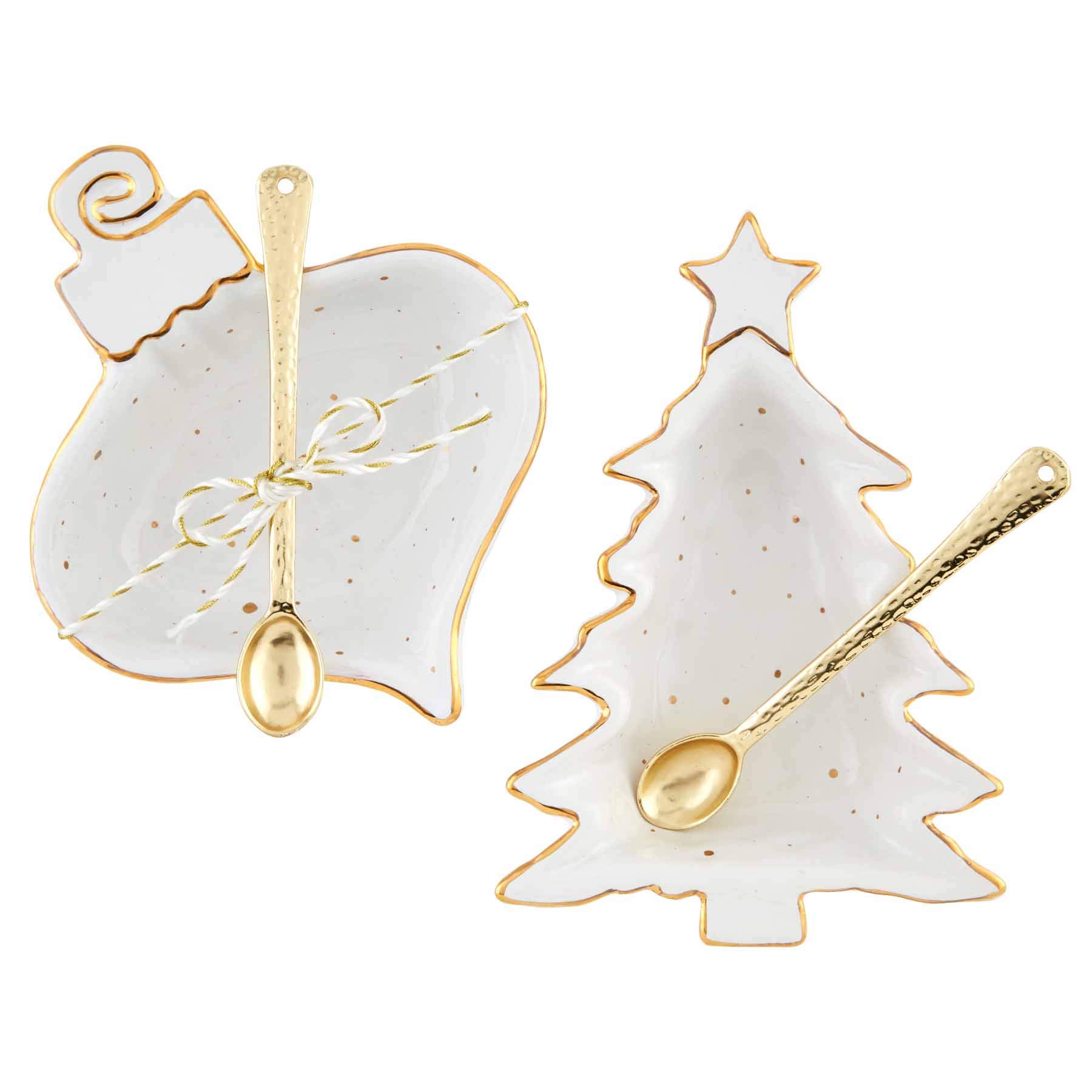 Mud Pie Dip Cup Set, Tree 6.5" x 4.75" White and Gold, 48500157T