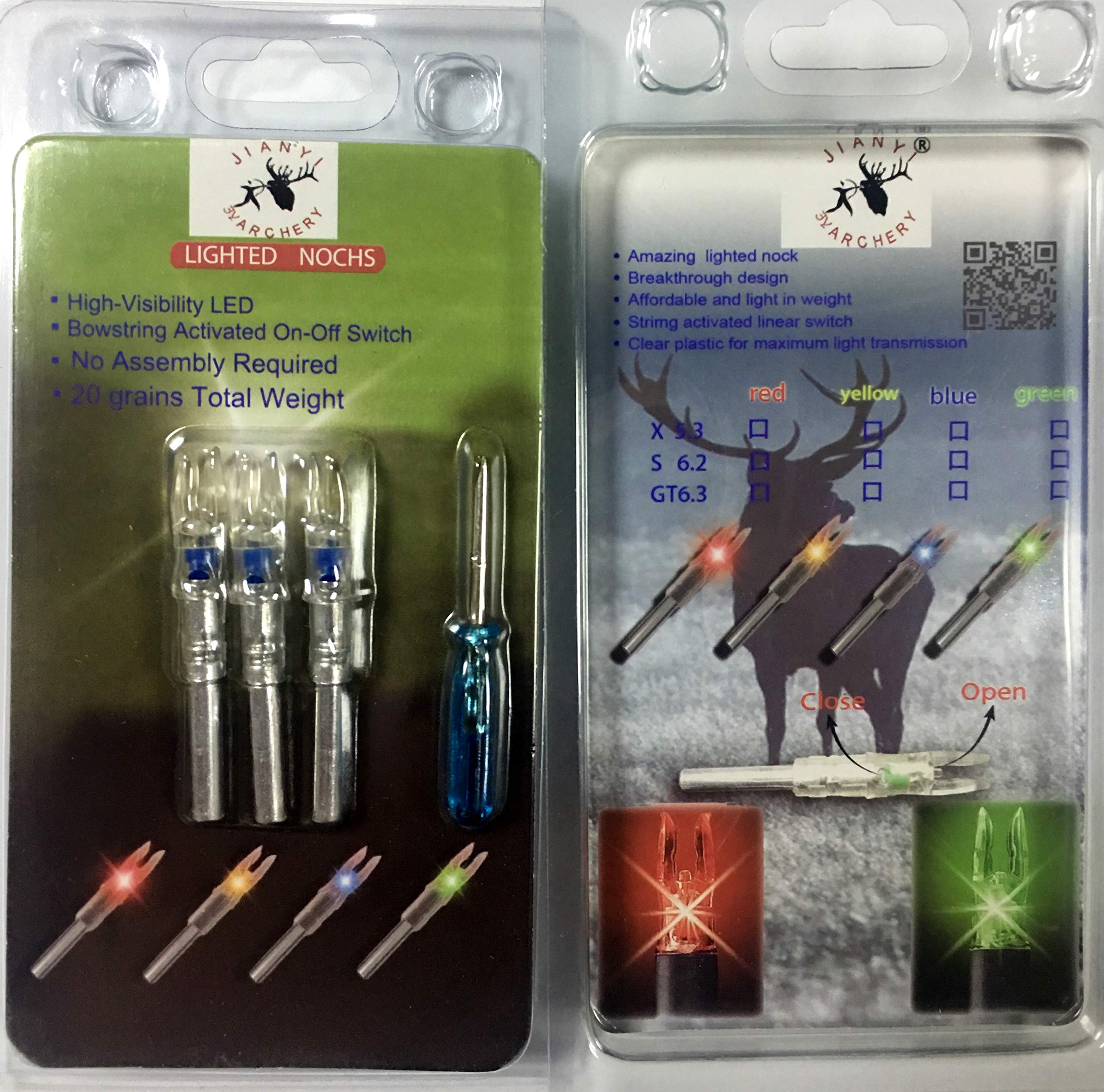 JY-Sports 3PCS Led Nocks 6.2mm Automatic Light Nocks Replaceable Arrow Nocks for Hunting Shooting(.244"/6.2mm)
