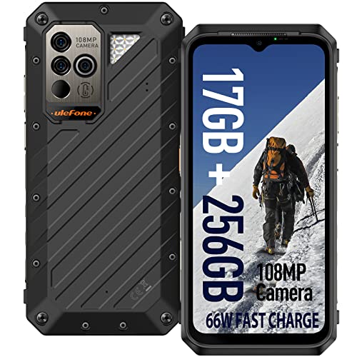 Ulefone Power Armor 19 Rugged Smartphone(2023 New), Temperature Measurement 108MP Main Camera, 17GB+256GB MTK Helio G99, 9600mAh Battery 66W Fast Charge, 6.52β FHD+ Corning Gorilla Screen, Android 12