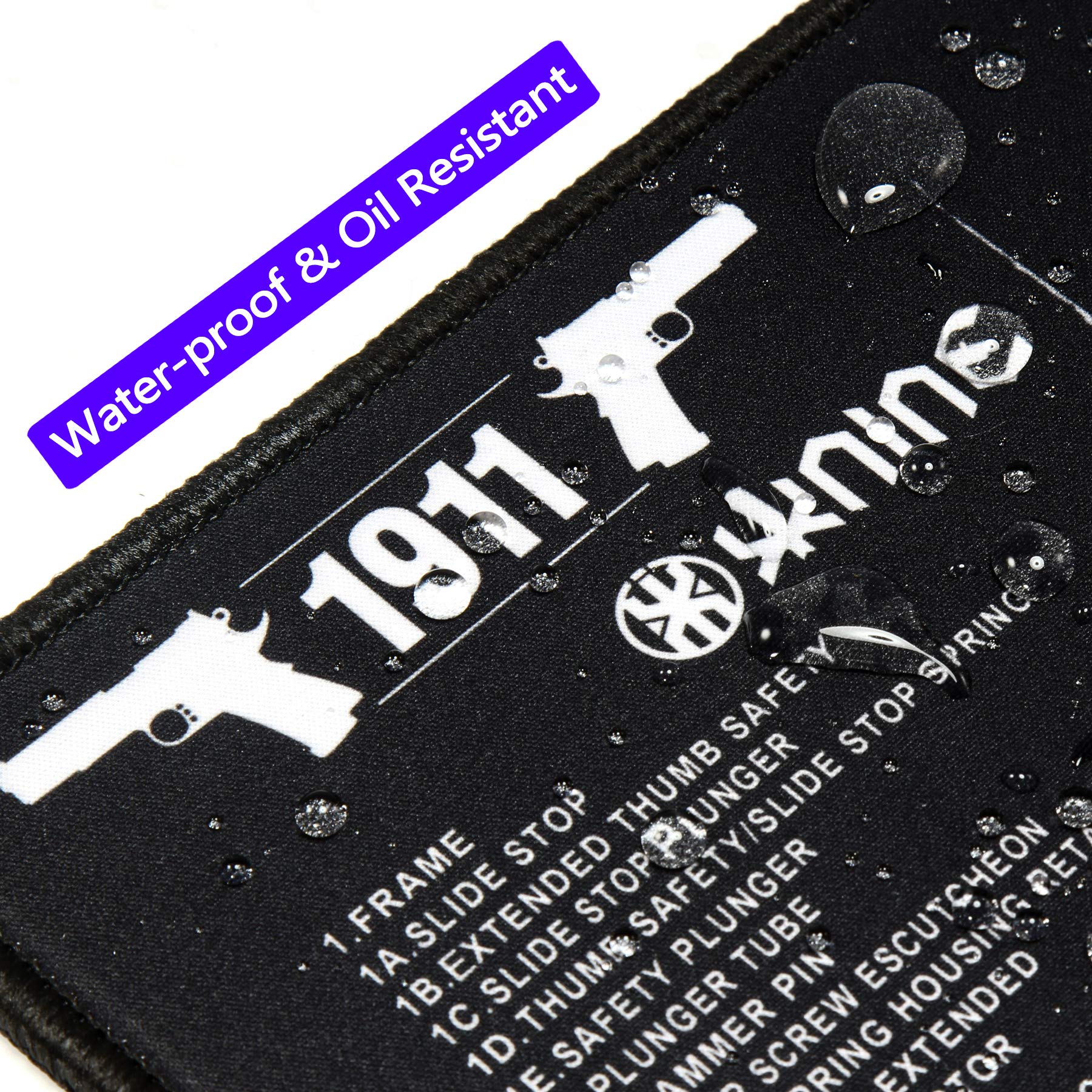 KNINE OUTDOORS Non-Slip Handgun Cleaning Mat Detailed Pistol Diagram & Assembly Instructions Thick & Durable Oil Resistant & Waterproof Rubber Material Protective Mat, 17”x11”, 2 Pack, (1911)