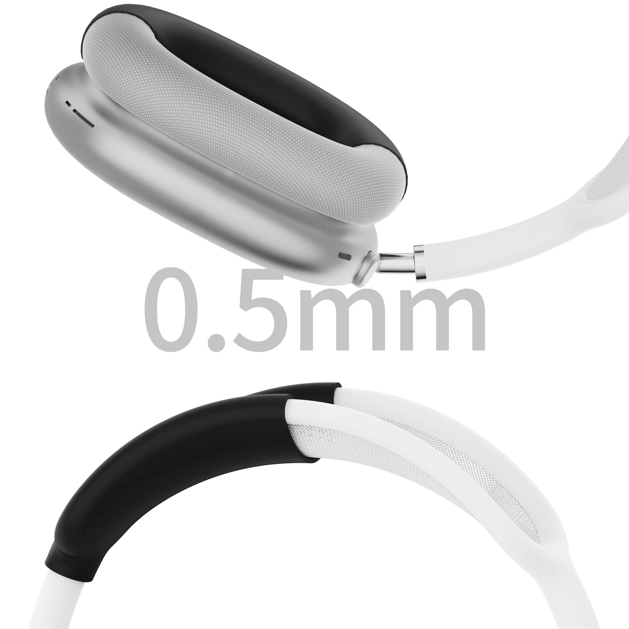 Tucana Silicon Cases Compatible for AirPods Max, Overhead Cover + Earcup Cover (Black)