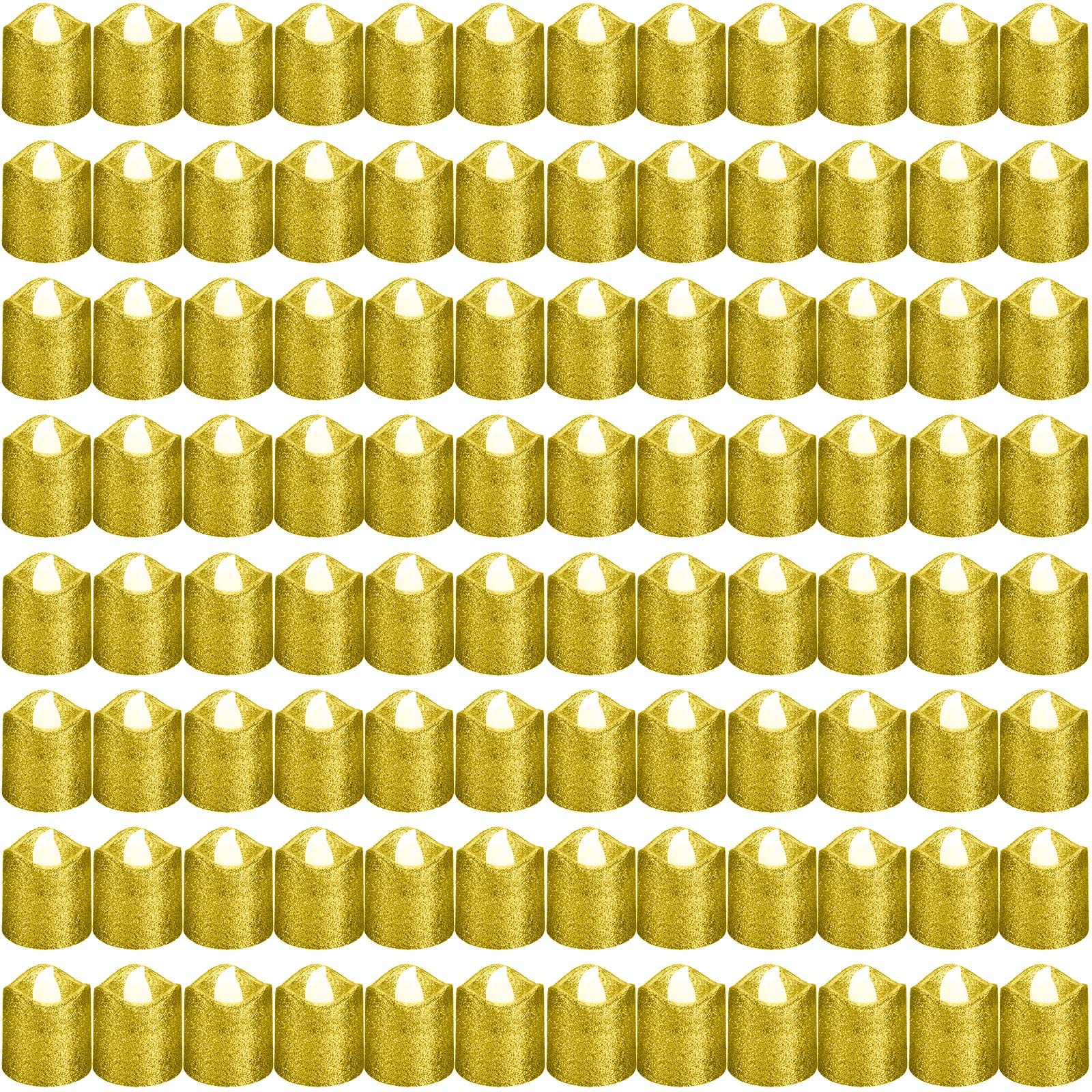 Treela 72 Pcs Gold Flameless Votive Candles Battery Operated LED Candles Centerpiece Table Decorations Tea Lights Candles Flickering Candles for Birthday Wedding Anniversary Valentine's Day Proposal
